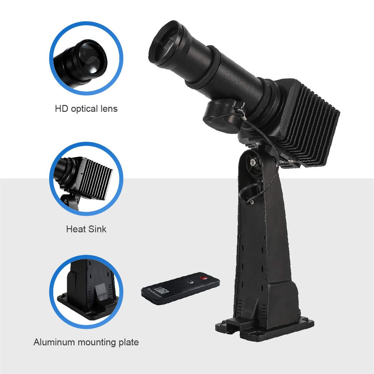 Logobos 50W LED GOBO Logo Projector Stage Effect Light Static/Rotatable Manual Zoom with Remote Control Custom GOBO for Hotel Wedding Company Bar