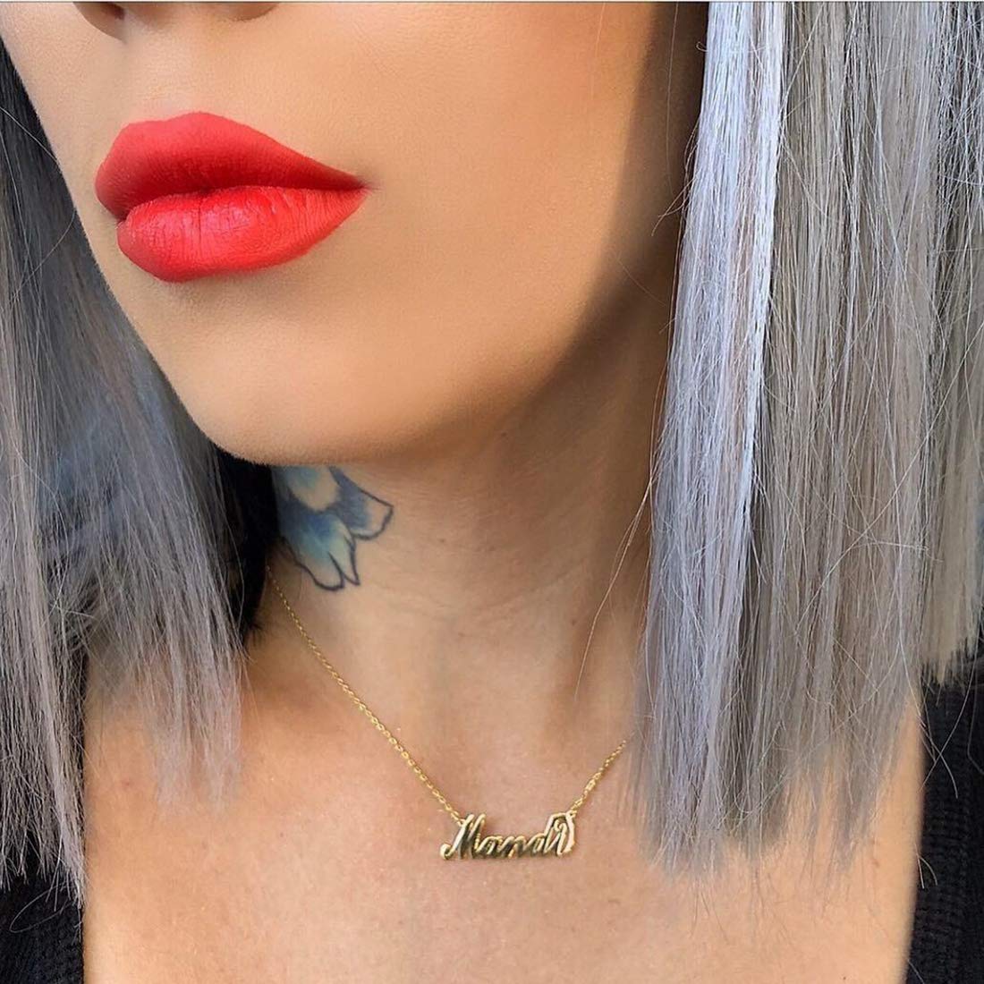 LAOFU Personalized Name Necklace Pendant Custom Made Necklace with Name 14k Gold Gifts for Women (A Customized for Gold)