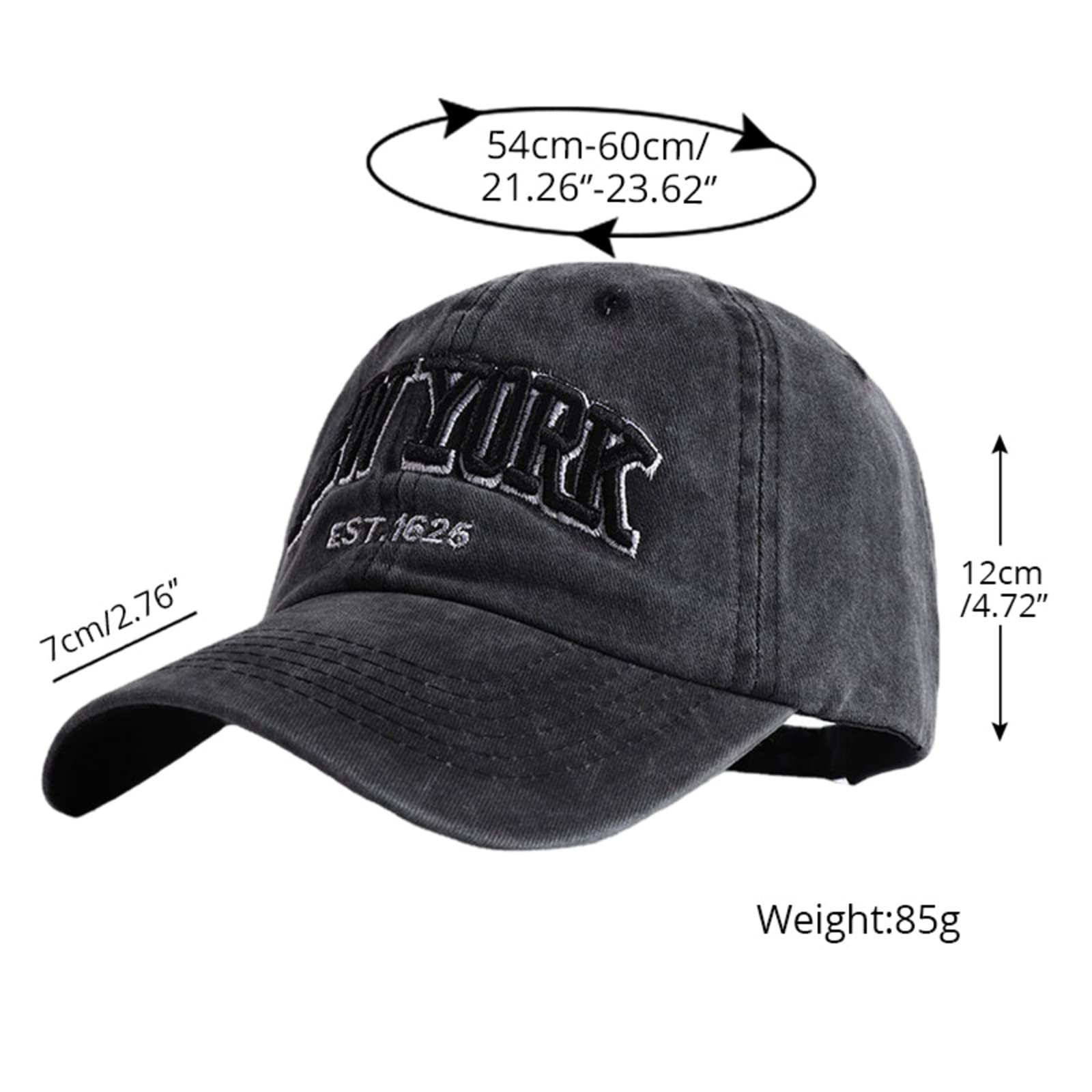 New York Cotton Baseball Cap, Classic Vintage Washed Dad Hat Adjustable Snapback Summer Hats for Men Women Teens Kids Navy Blue