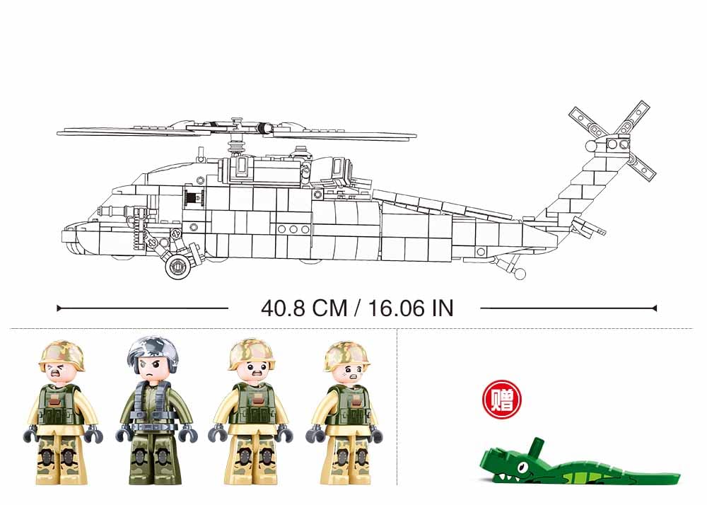 Sluban Modelbricks-Uh-60 Black Hawk 692Pcs 8+