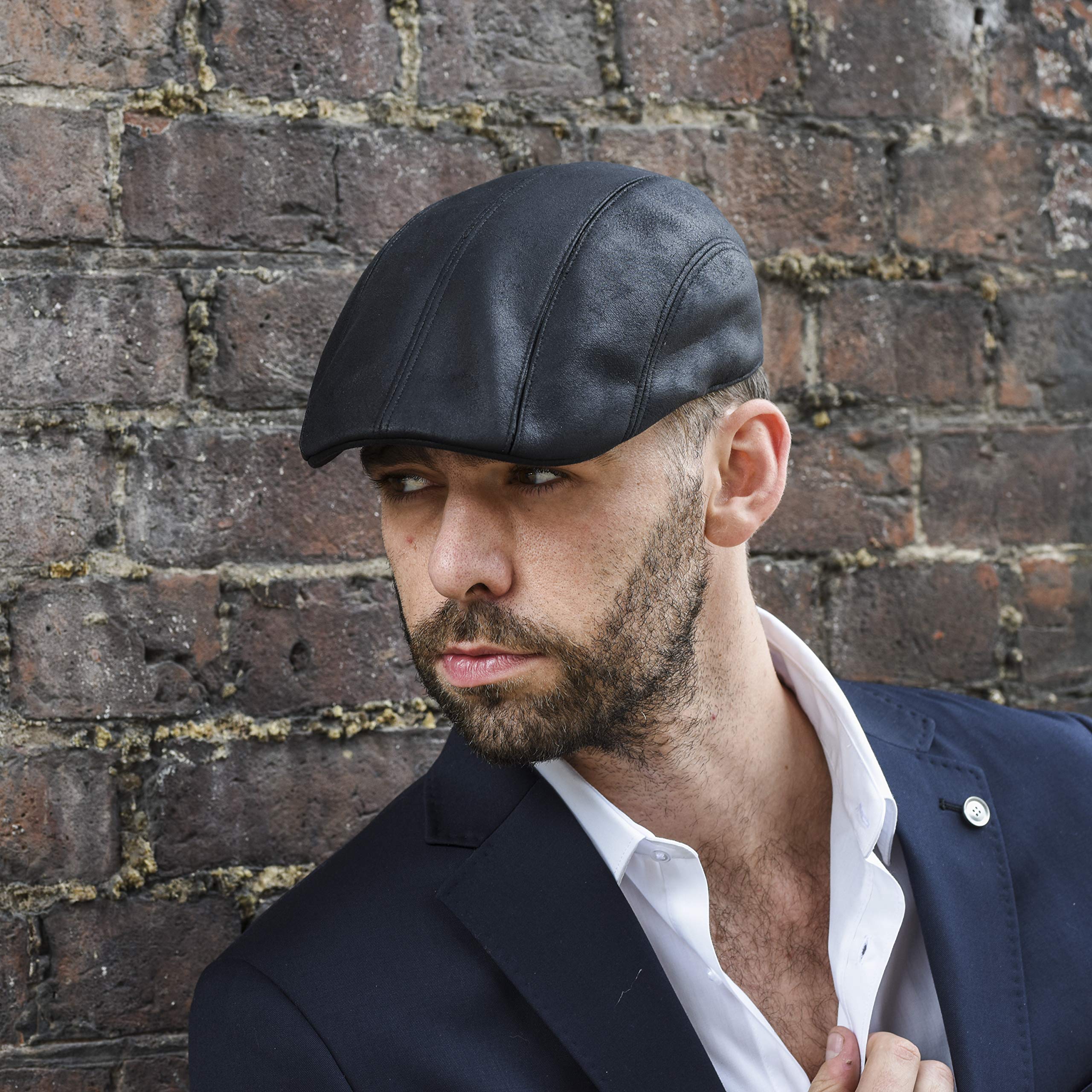 Newsboy Cap for Men, Flat Cap, Ivy Hat, Mens Caps, Gatsby Hat (Black, X-Large)