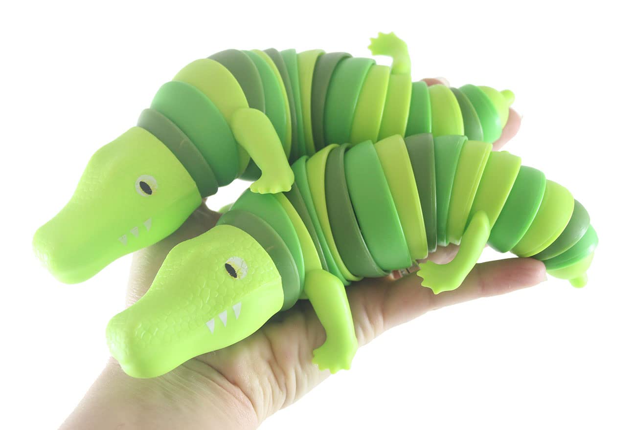 Set of 2 Alligator Wiggle - Gator Crocodile Reptile Large Articulated Jointed Moving Slug Toy - Unique