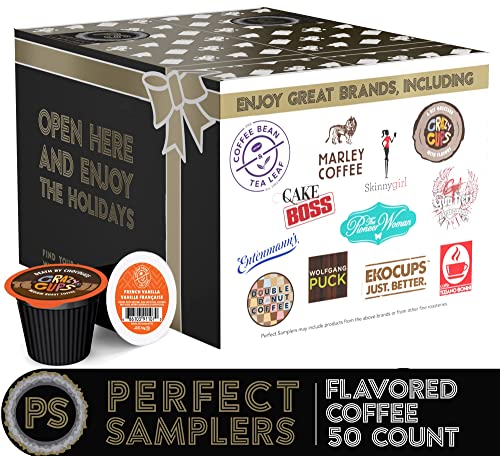 Perfect Samplers Flavored Coffee Variety Pack, Including Vanilla, Chocolate Coffee & More, Flavored Coffee Pods for Keurig K Cups Machines, 50 Count