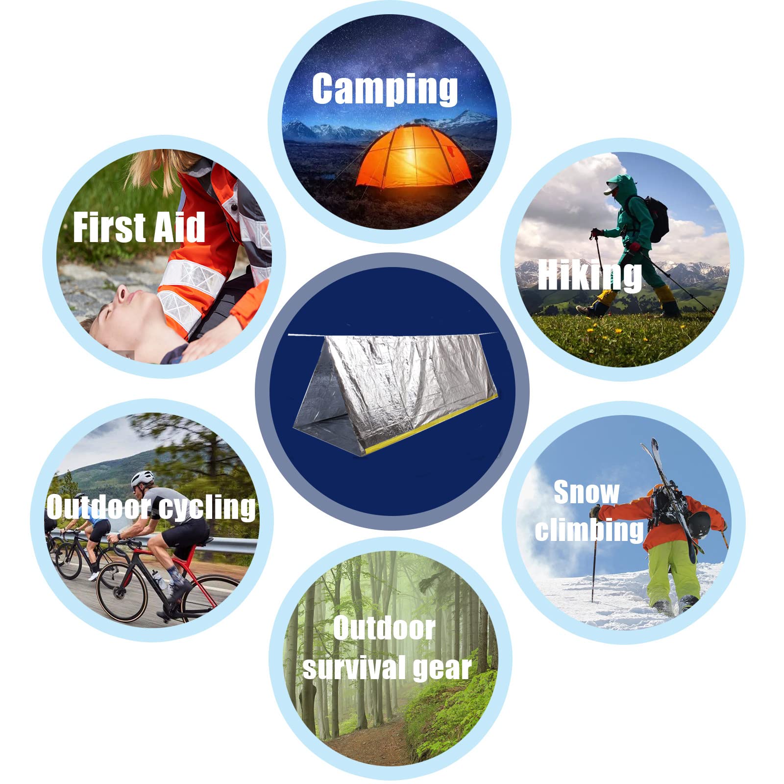 Ninth C 2-Person Emergency Tube Tent,8โ X 5โ Waterproof Mylar Thermal Survival Shelter Tent for Hiking Camping