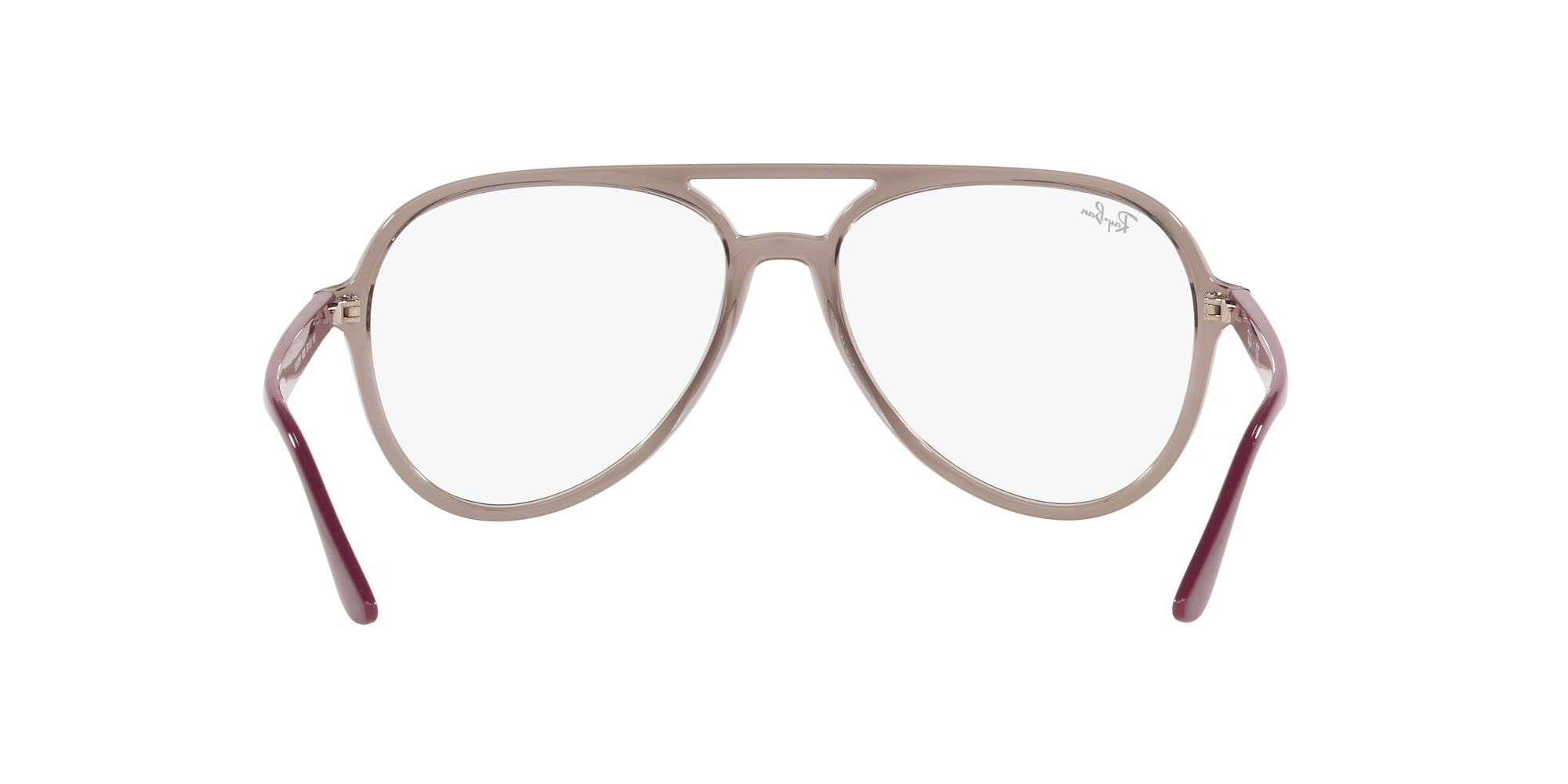 Ray-Ban RX4376V Aviator Prescription Eyewear Frames, Transparent Grey/Demo Lens, 57 mm