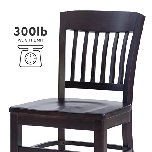 Linon Dark Brown Audrey Slatted Back Fully Assembled Set of 2 Side Chair, Dining Height