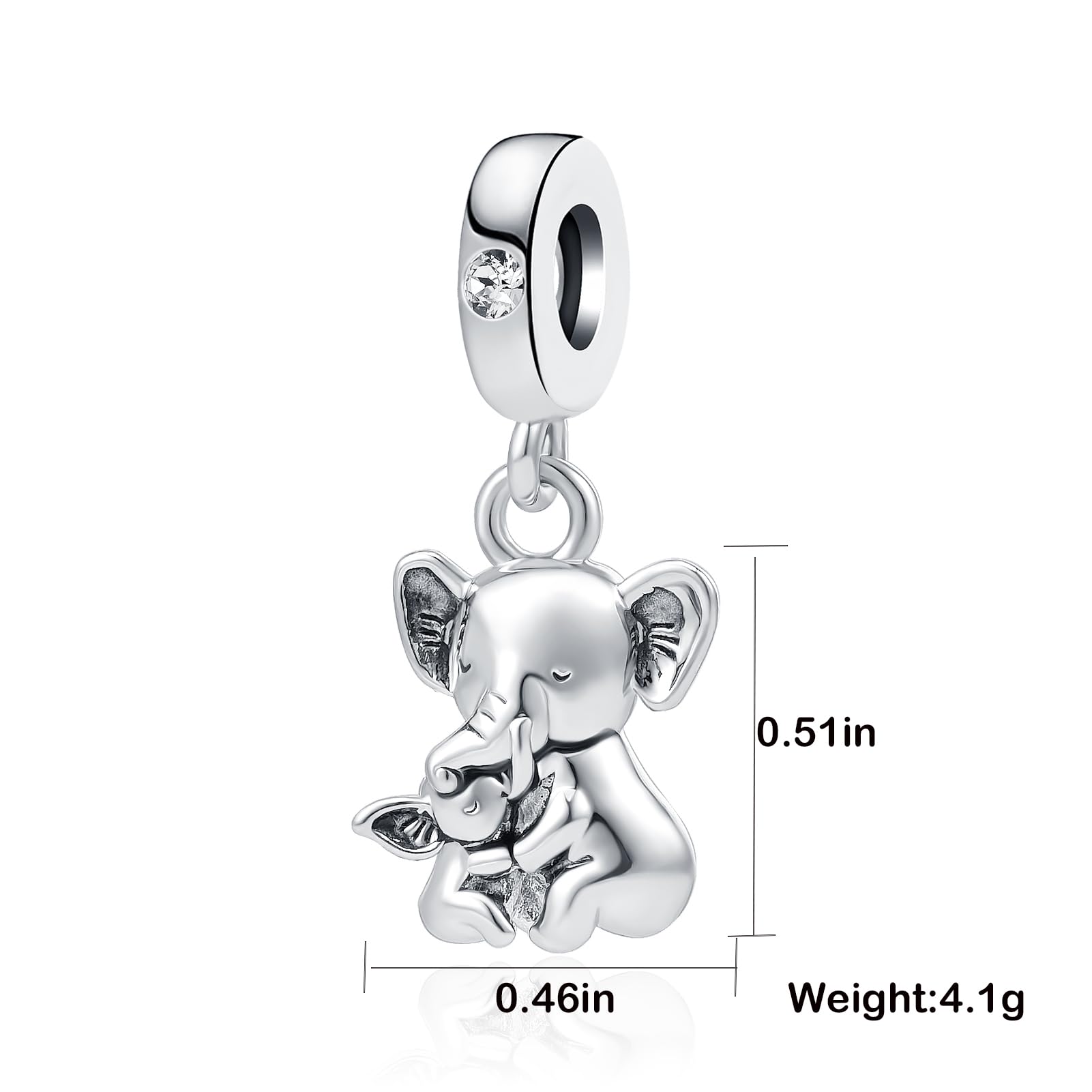 MZC Jewelry Elephant Charm for Pandora Bracelets Mother Daughter Bead for Women