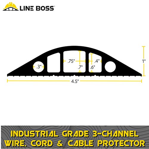 Line Boss 3-Channel Wire Hider, Cord Protector and Cable Organizer for Industrial Cable Management, 4.5 in. X 5 ft., Black, 6500-5C