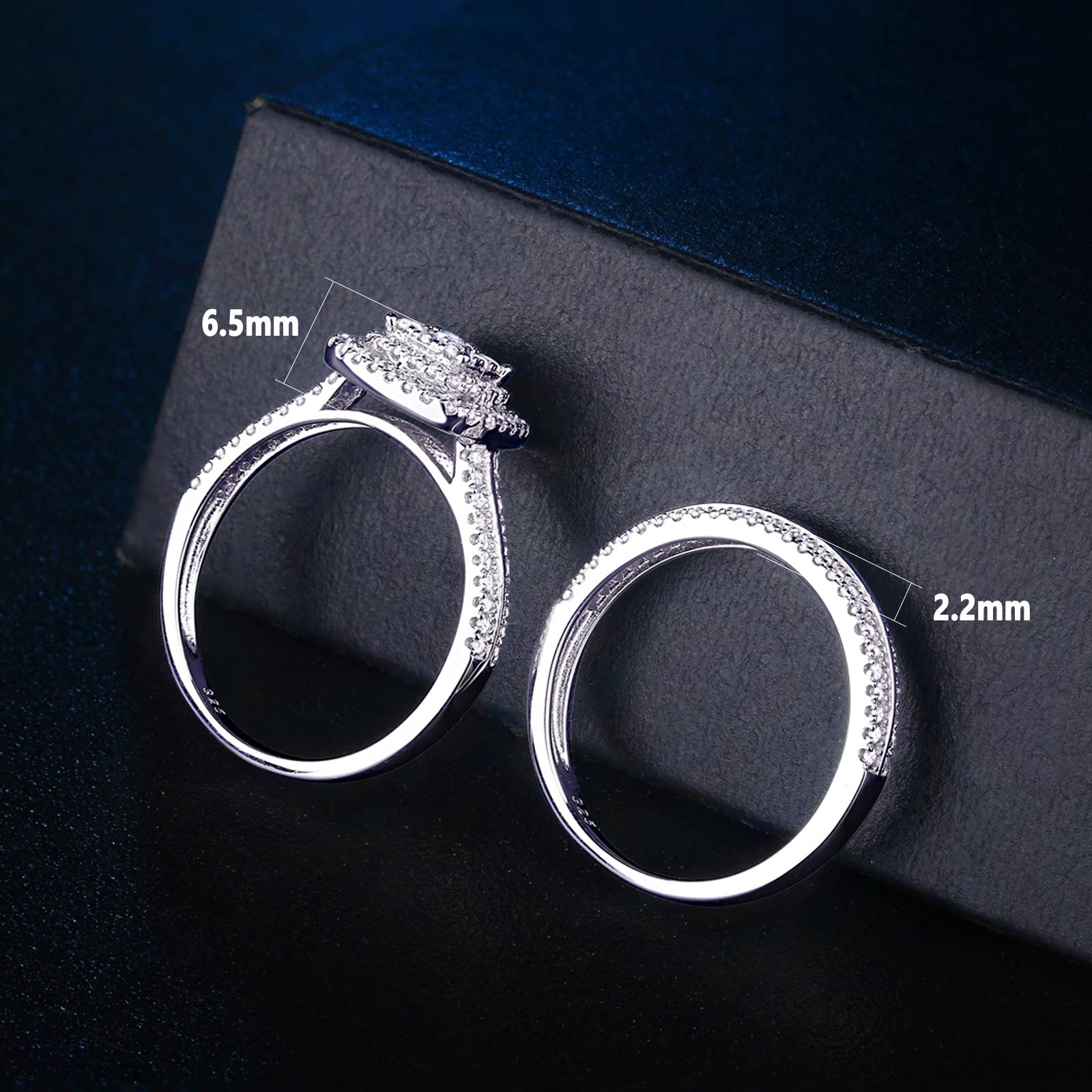 Newshe Jewellery Engagement Rings for Women Wedding Ring Set AAAAA Cz 925 Sterling Silver Band Round 1.6Ct Size 8