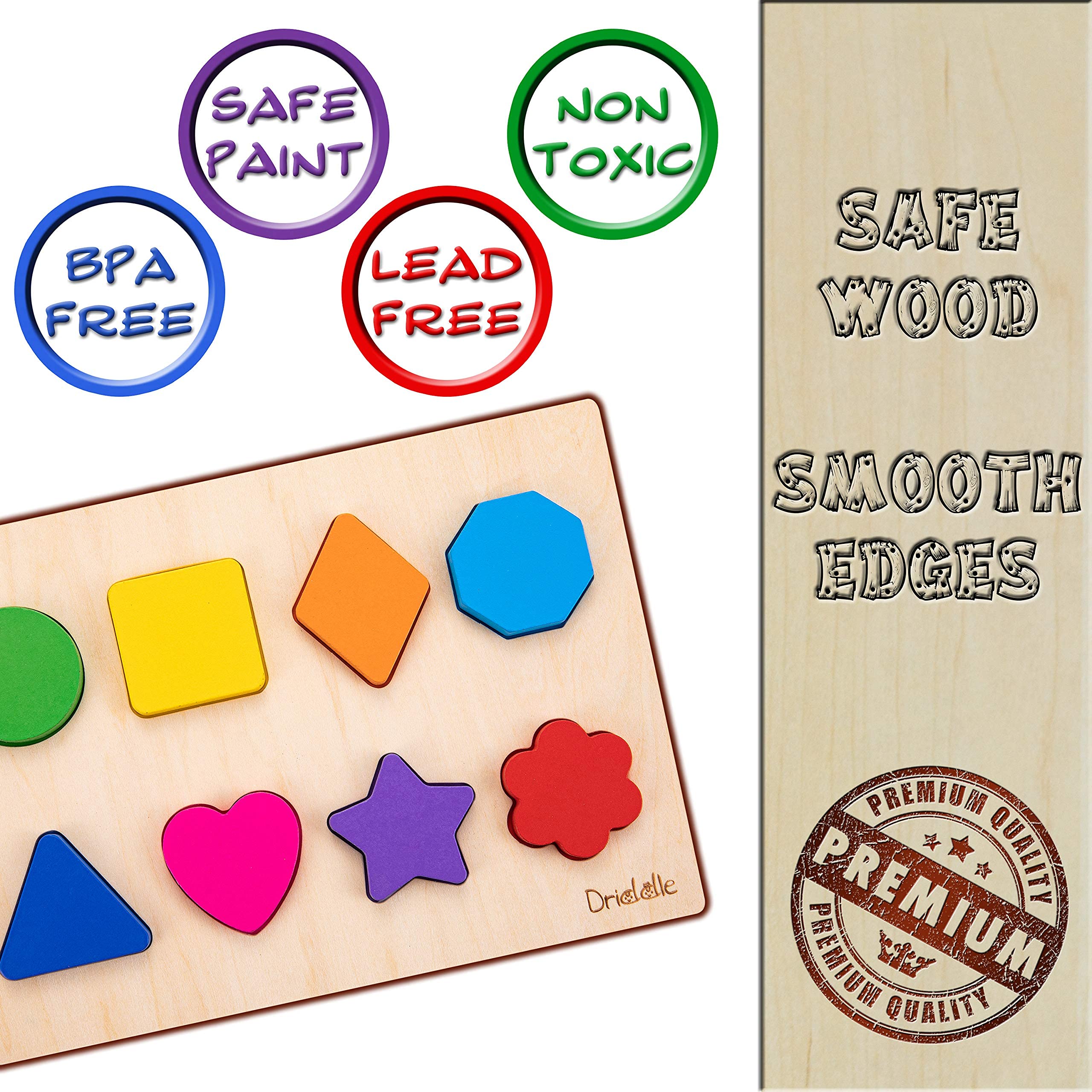 Magnetic Wooden Educational Shape Puzzle - Learn Colors & Shape Recognition Toy β Toddler Preschool Game β Kids Montessori Education