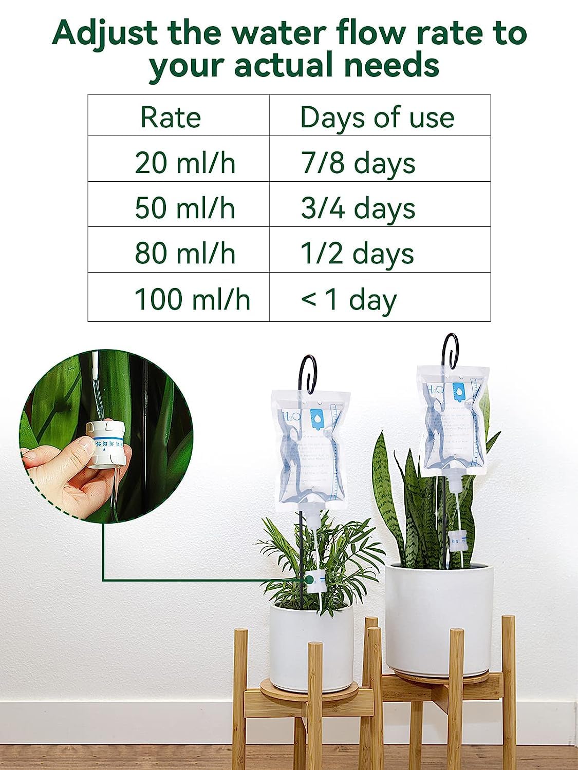UCLEVER 2pack Plant Self Automatic Water Bag 350ml with Metal Support Rod Automatic Watering System for Indoor Outdoor Home Garden Potted Plants Flowers
