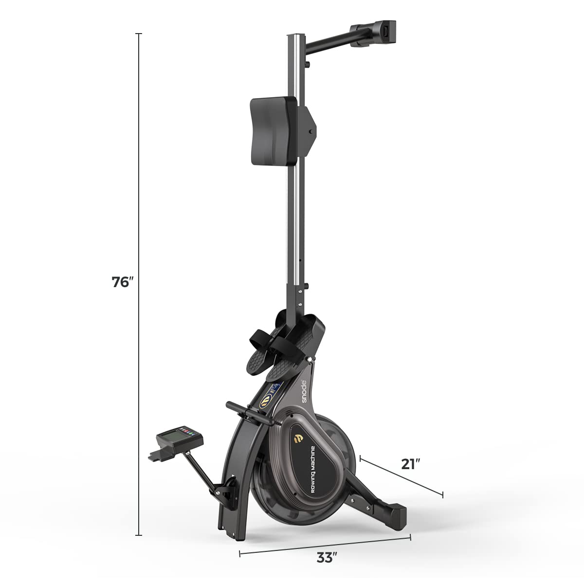 SNODE Rowing Machine for Home Use with 16 Level Resistance, Sturdy Rower Machine with LCD Monitor, Ergonomic Seat, Dual Rail, 350lb Weight Capacity