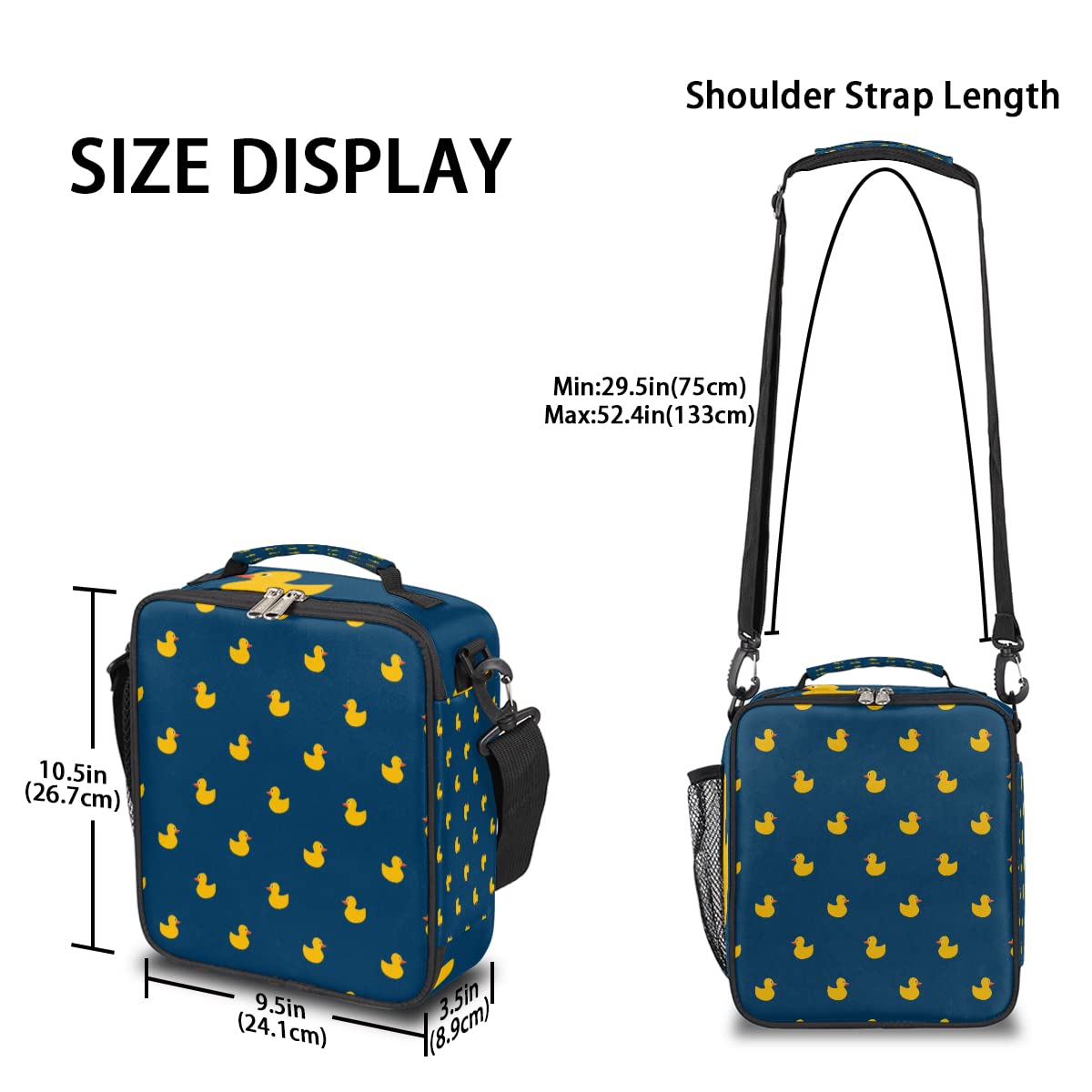 Rubber Ducky Insulated Lunch Bag Women Reusable Lunch Tote Bag for Men Adult Adjustable Shoulder Strap Cooler Lunch Box for Work Office Picnic Travel