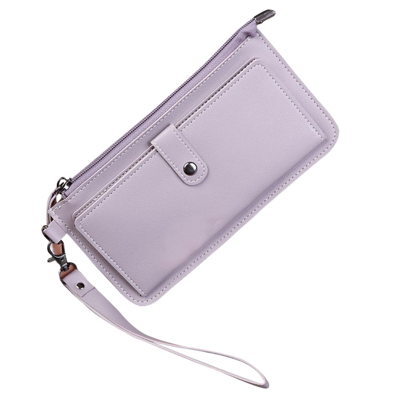 uaswguDFS Women's Wallets PU Leather Cell Phone Slim Wallet Multi Cards Holder Clutch Purse Bifold Thin Handheld Purse (purple)