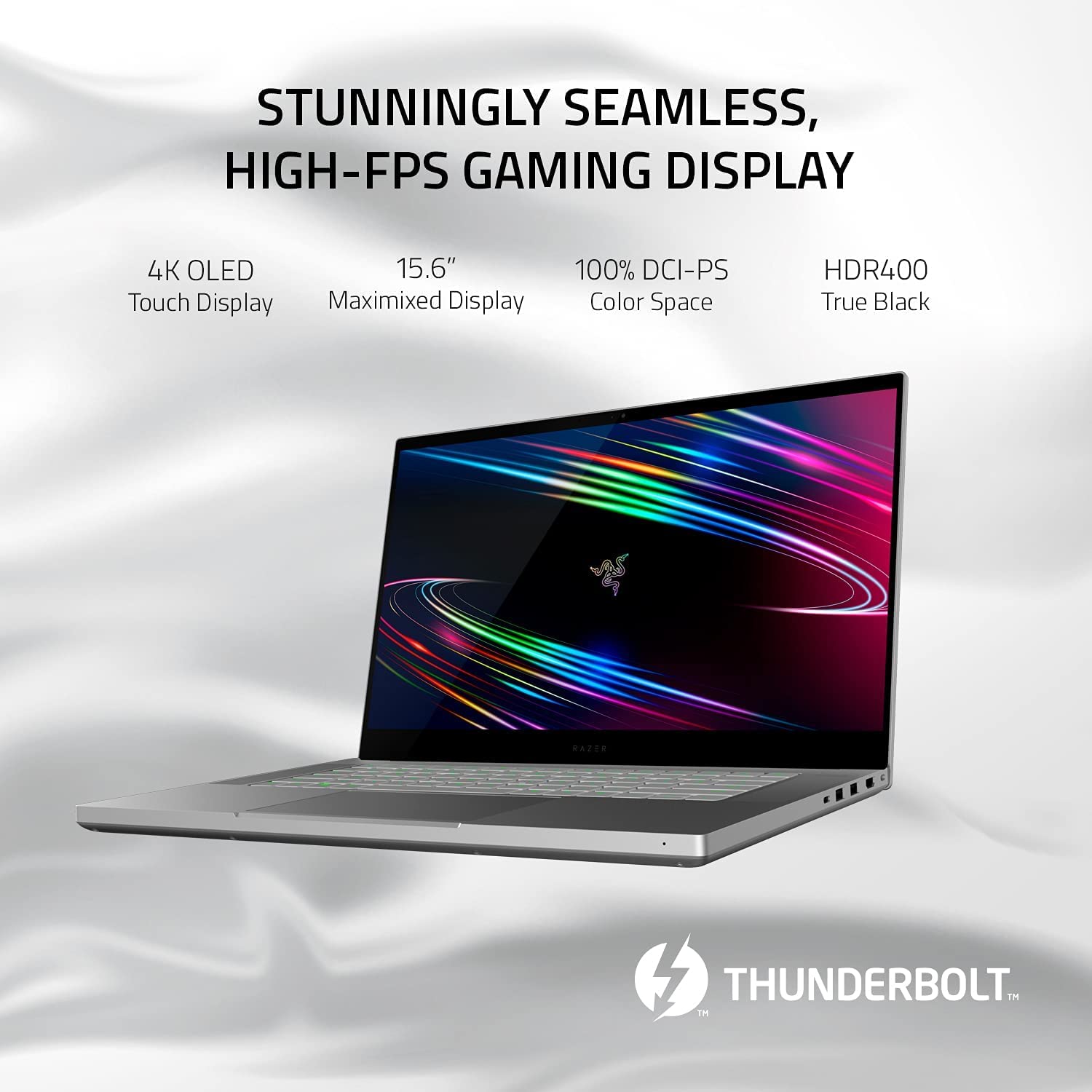 Razer Blade 15 Base Gaming Laptop 2020: Intel Core i7-10750H 6-Core, Windows10, NVIDIA GeForce RTX 2070 Max-Q, 15.6" 4K OLED, 32GB RAM, 1024GB SSD, Chroma R, Thunderbolt 3