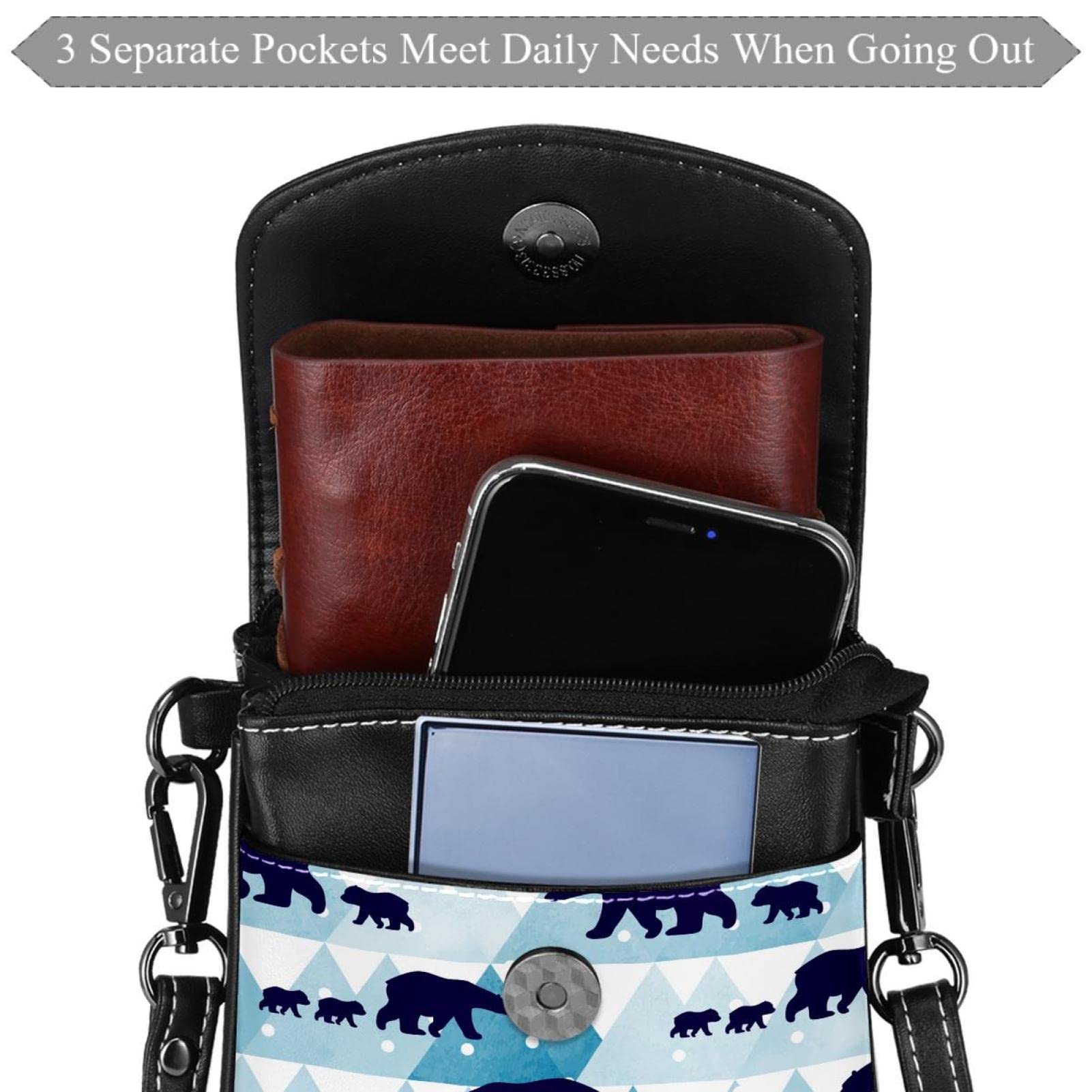 Small Crossbody Bag Polar Bear Cell Phone Purse Wallet