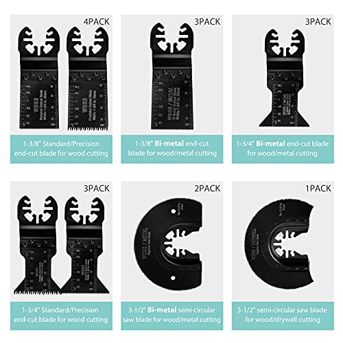WORKPRO 23-Piece Metal/Wood Oscillating Saw Blades Set for Quick Release Multitool, Blades for Dewalt, Craftsman, Ridgid, Milwaukee, Rockwell, Ryobi and More