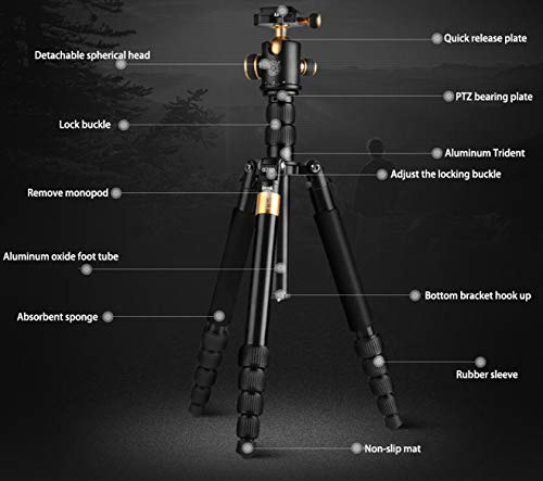 LLluckyHW Travel Tripod Action Camera Selfie Stick Professional Video Tripod Bag for DSLR Camera Twist Lock Rotatable Center Column Travel and Work (Color : Red)