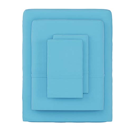 Lavish Home Brushed Microfiber Sheet Set- 3 Piece Bed Linens- Fitted & Flat Sheets, 1 Pillowcase-Wrinkle, Stain & Fade Resistant (Twin, Light Blue)