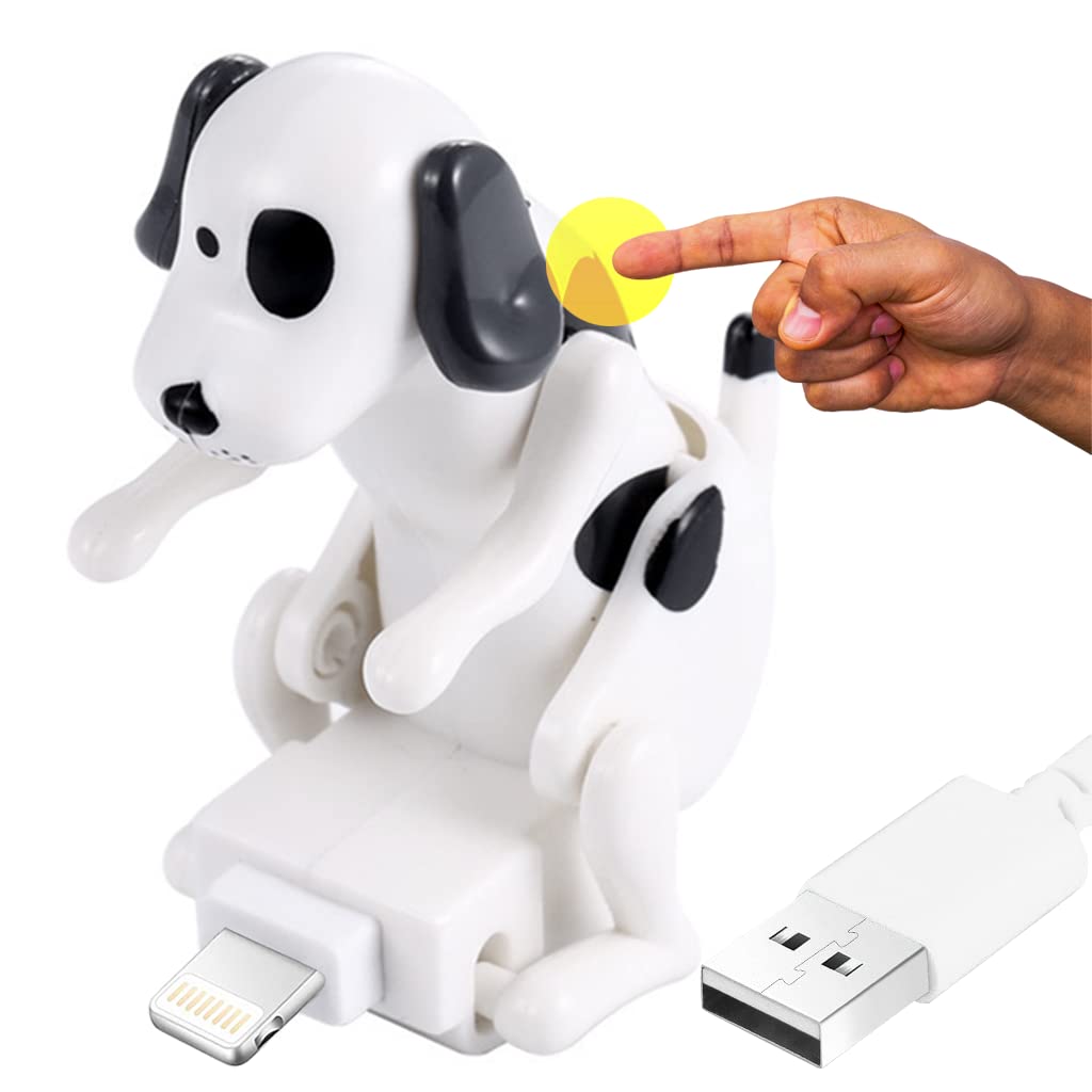 Teursa New One-Touch Stop Funny Moving Dog Charger Cable Stray Dog Charging Cable 4 ft USB Charger Cable (Lightning Cable, White)
