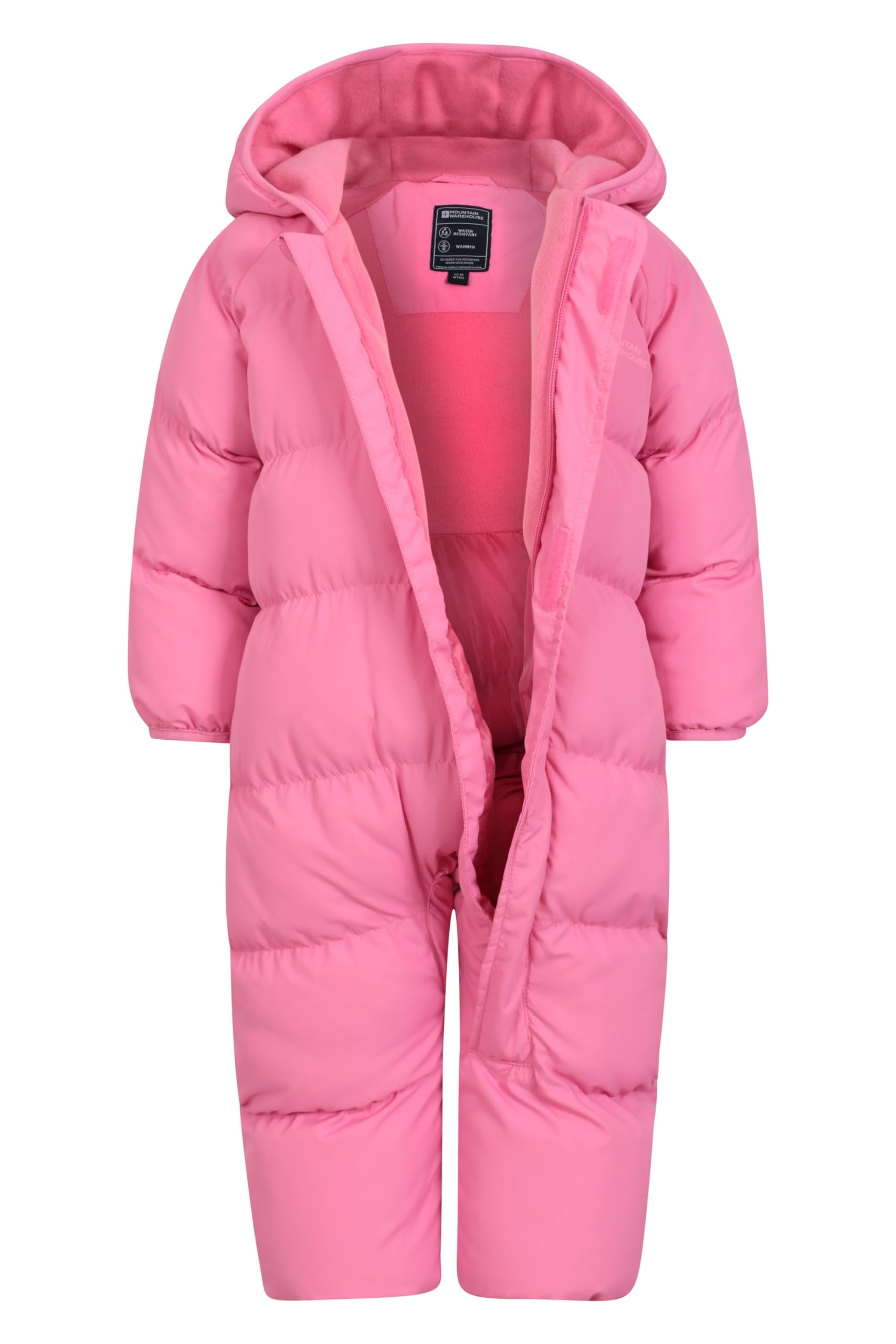 Mountain Warehouse Frosty Toddler Padded Suit - Fleece Lined Snowsuit Pink 12-18 Months