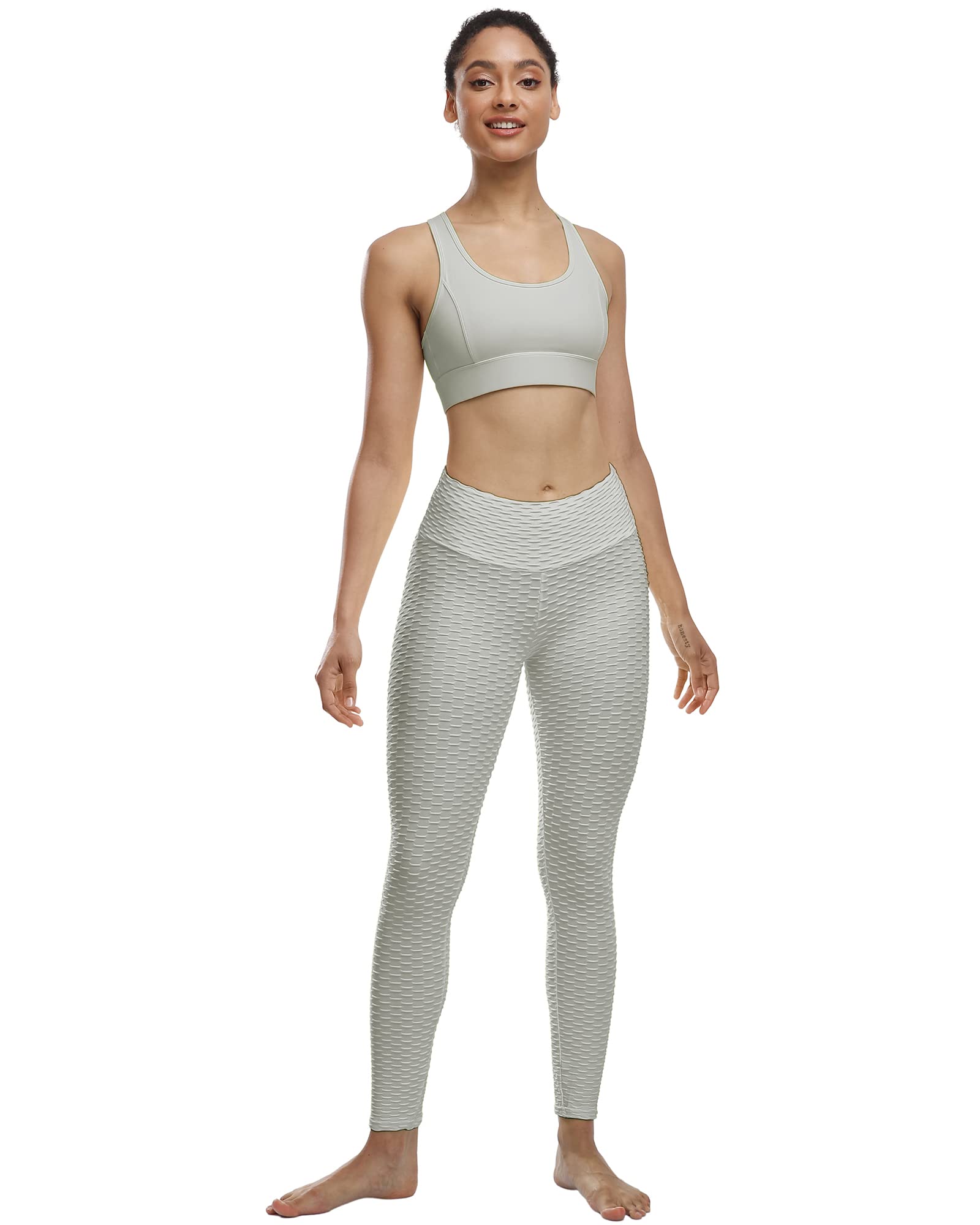 NORMOV Butt Lifting Anti Cellulite Leggings, Scrunch Butt Peach Booty Lifting Leggings for Women(Gray, L)