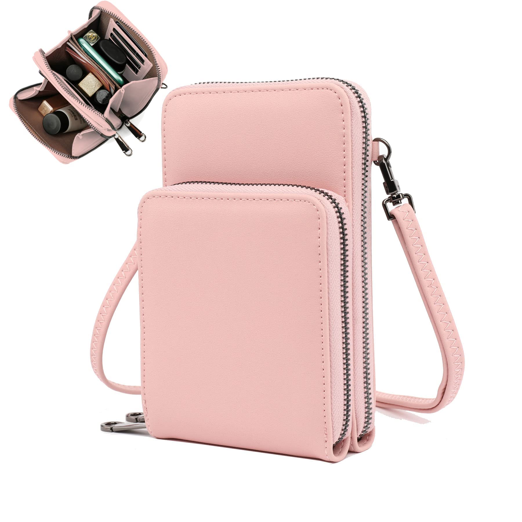 Small Crossbody Purse,Vagan Lether Cell Phone Purse for Women, Mini Messenger Shoulder Handbag Wallet with Credit Card Slots (Light Mint)