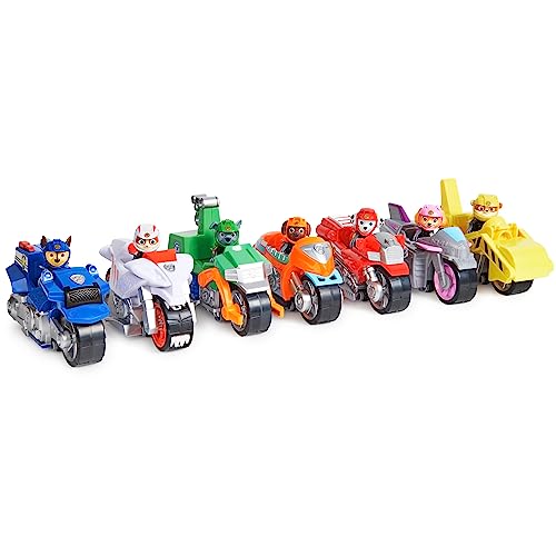 Paw Patrol, Moto Pups Wildcat’s Deluxe Pull Back Motorcycle Vehicle with Wheelie Feature and Toy Figure