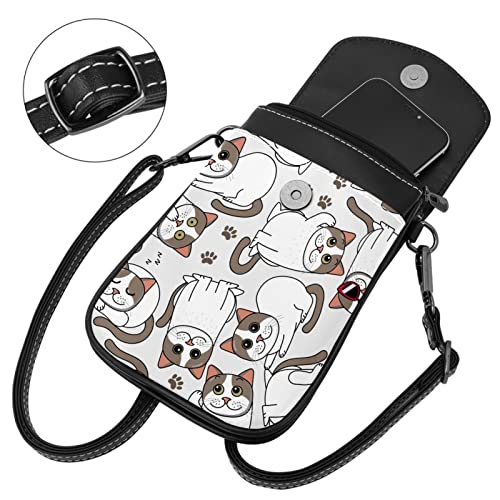 Small Crossbody Bag Cartoon Cats Cell Phone Purse Wallet