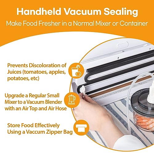 Lofaho 3-in-1 Magic Vacuum Sealer Machine for Food Storage Air-Top & Hose Handheld Vacuum Sealer Include 5 Sealing Bags, 10 Containers (55mm and 75mm Sizes x 5ea/each), Top Film (1ea), EPL Film (1ea)