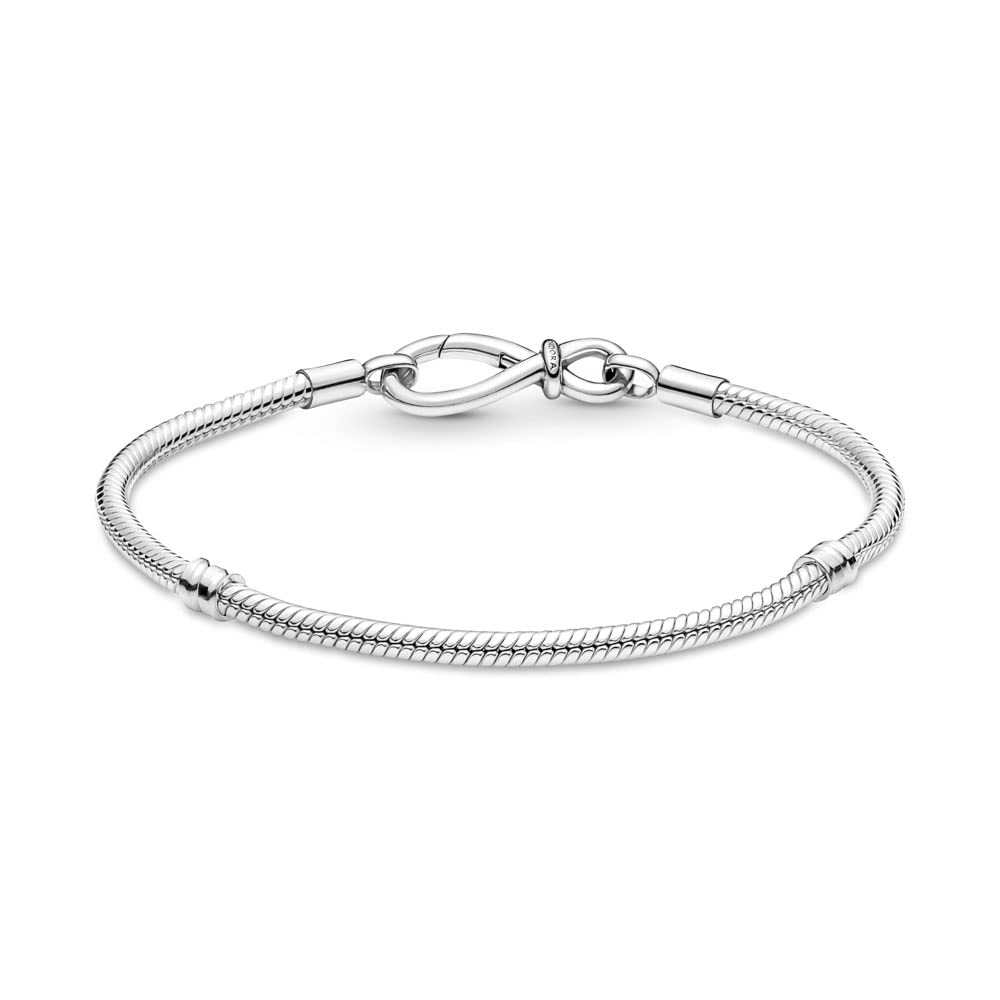 Pandora Moments Infinity Knot Snake Chain Bracelet - Compatible Moments Charms - Sterling Silver Charm Bracelet for Women - Gift for Her - 23 cm, No Gift Box
