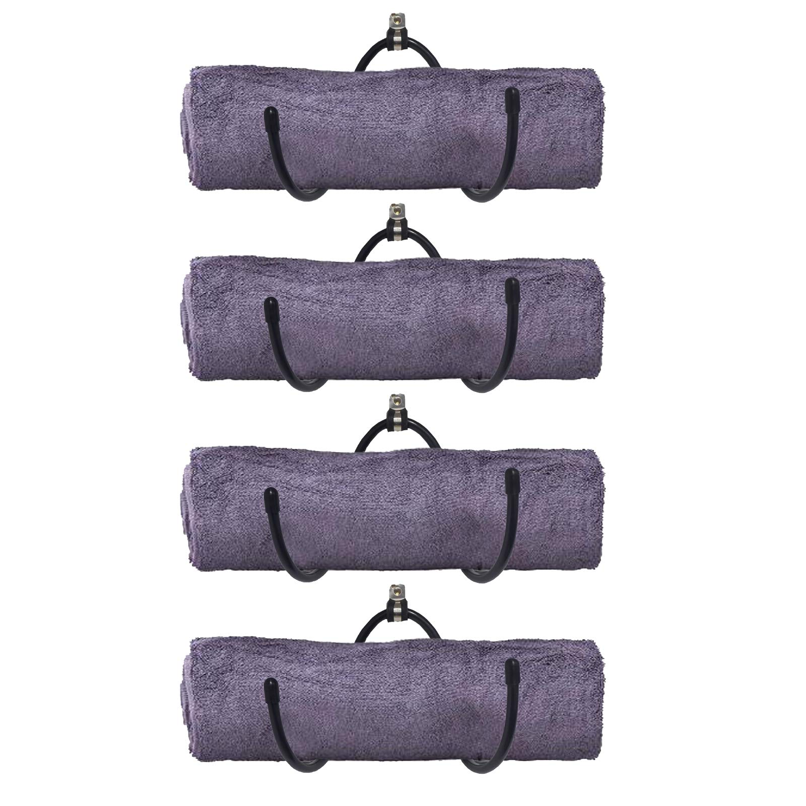 Metal Adjustable Wall Rack, Multi-Purpose Shelf for Foam Roller Racks Yoga Mat Storage Exercise Mat Organizer Bath Towels Holder for Your Fitness Class or Home Gym Bathroom, Up to 20Lbs - (4 Pack)