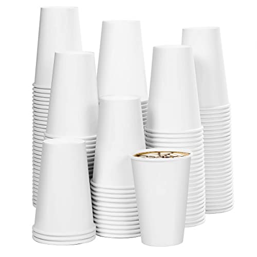 LOCONHA [150 Pack] 12 oz White Paper Cups, Disposable Paper Coffee Cups