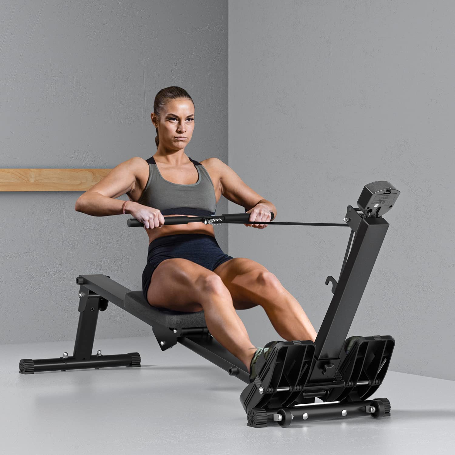 Rowing Machine Compact Rower with 3 Adjustable Resistance Levels, 2023 Revolution New Row Machine with LCD Display, 300 LBS Weight Capacity Foldable Rower for Home Office Use - Smooth & Quiet