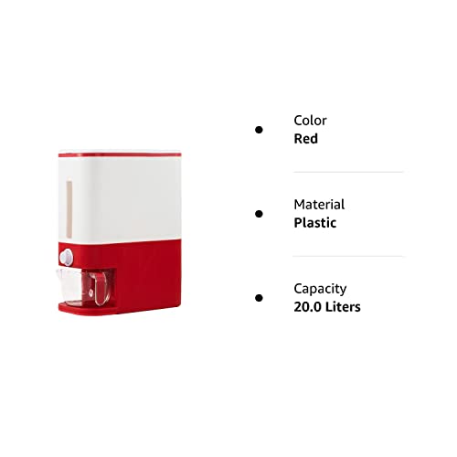 Rubtlamp 20 Lbs Rice Dispenser, Large Dry Food Container With Lid, Rice Storage Container With Measuring Cylinder, Cereal Dispenser Moisture Proof Household Food Dispenser Bucket, For Christmas