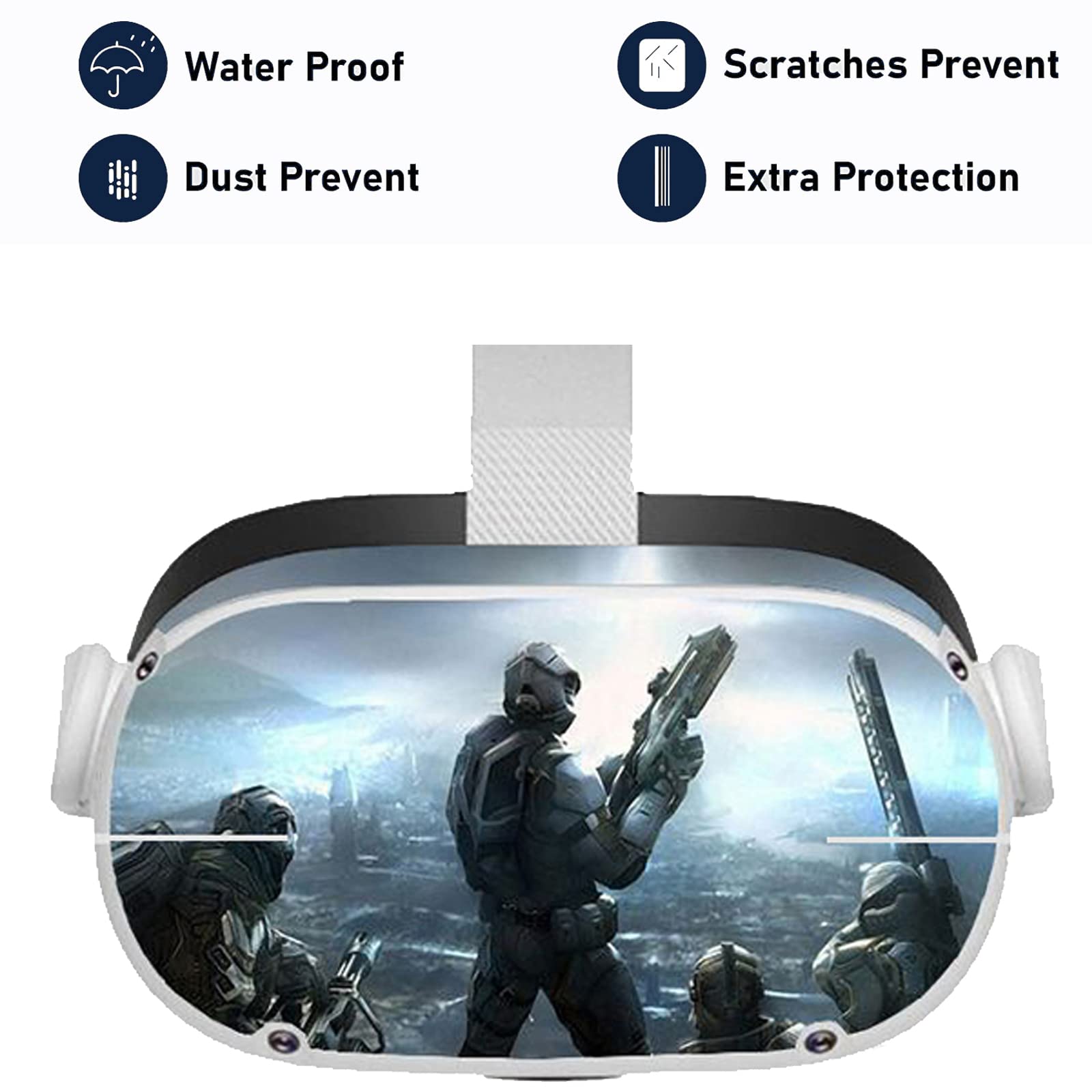 Oculus Quest 2 Decal Skin VR Controller Stickers Vinyl Decal Stickers Skin for Oculus Quest 2 VR Headset and Controller Skins Virtual Reality Protective Decal Accessories - Warrior (Grey)
