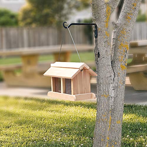 Worth Garden 6-Pack 7" Plant Hanger Bracket - Forged Wrought Iron Powder-Coated Heavy Duty Wall Hook - Black Plant Hanging Hooks - Durable and Stable for Bird Feeders, Planters Indoor & Outdoor