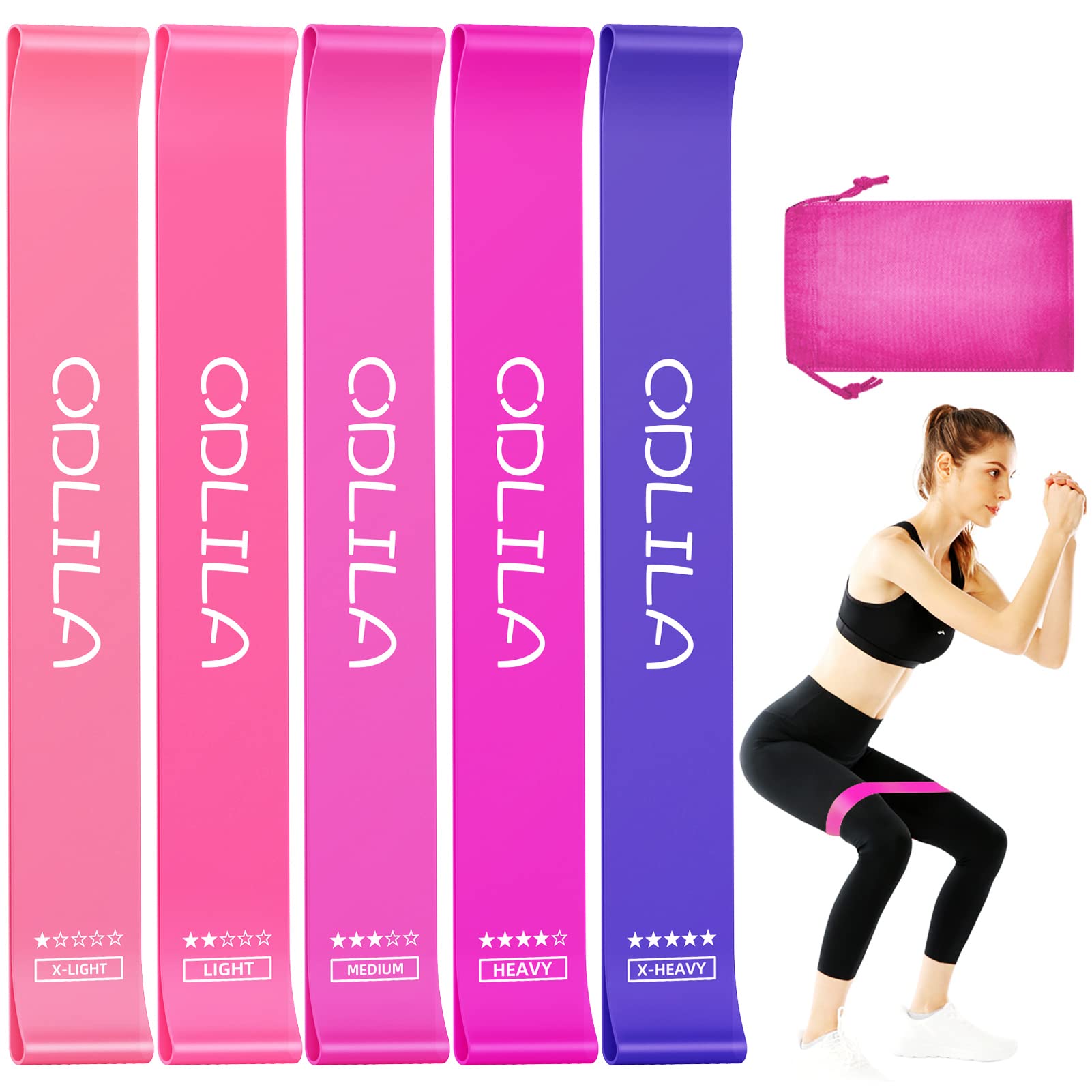 Odlila Resistance Bands, Exercise Workout Bands for Women and Men, 5 Set of Stretch Bands for Booty Legs, Exercise Loop Bands for General Exercise, Stretching and Strength Training(Purple)