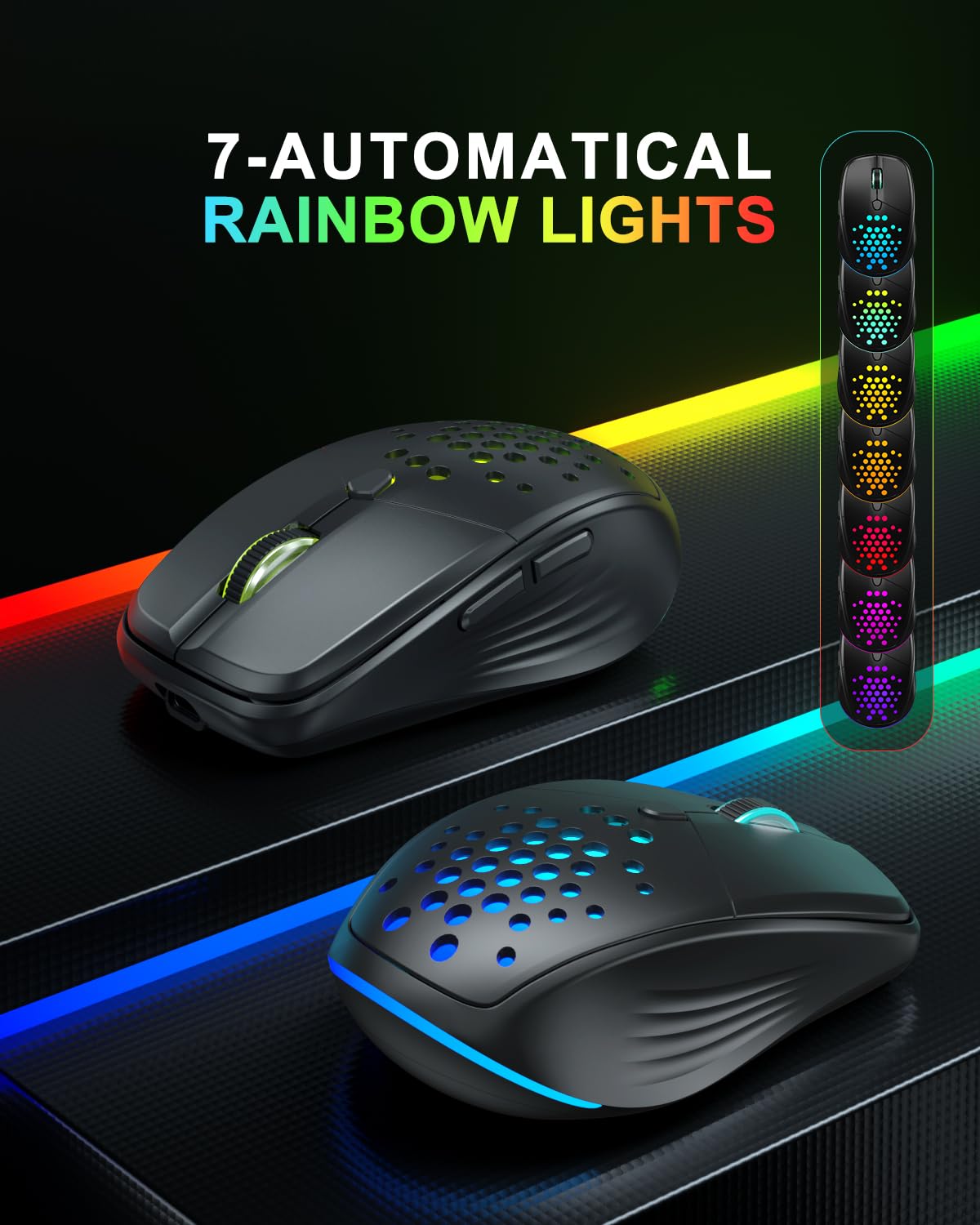 UHURU Wireless Mouse for Laptop, 2.4G Rechargeable LED Mouse, Small Computer Mice with Silent Click,3 Adjustable DPI, 6 Buttons, Compatible with Windows Chromebook (Black) (UGM-03)
