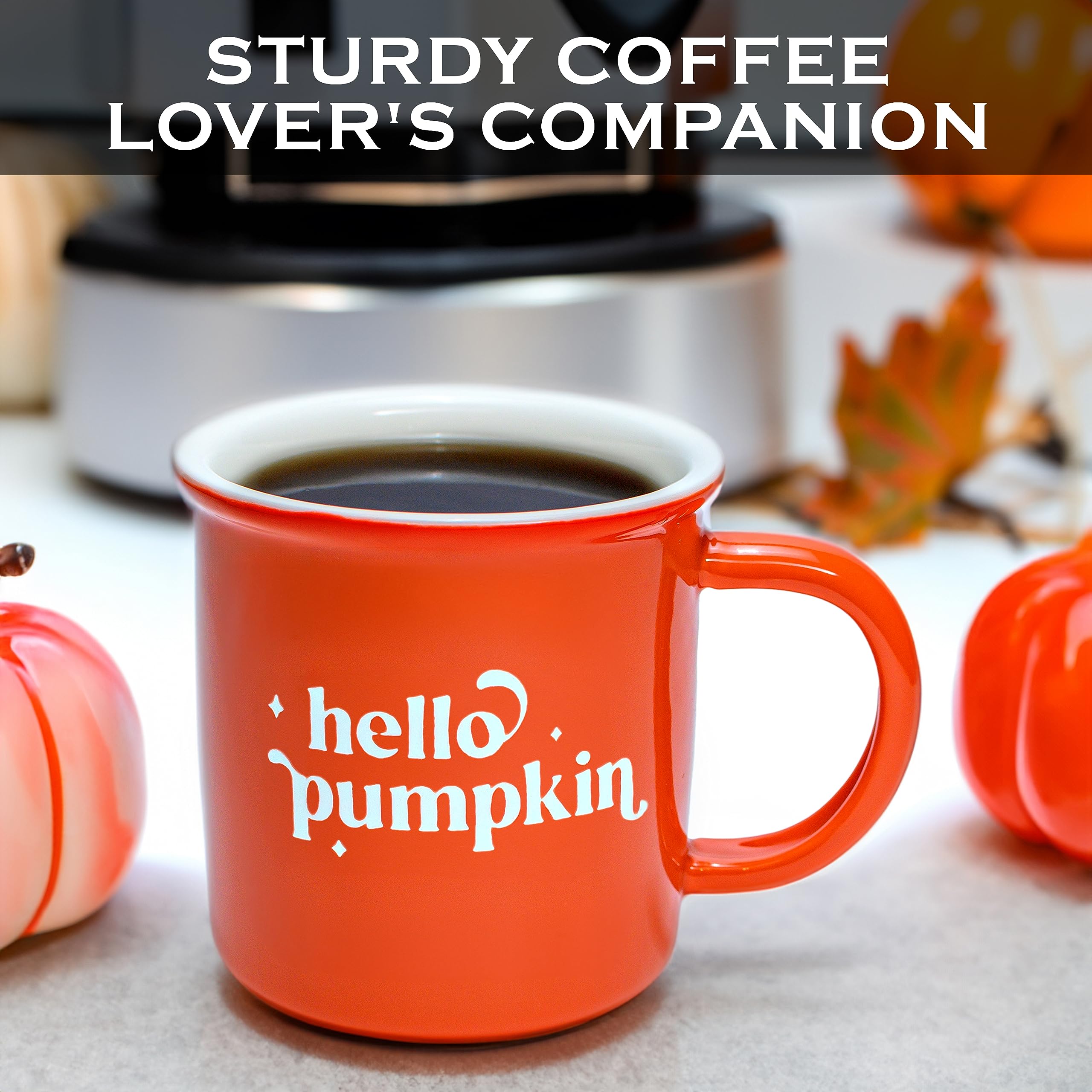 MAINEVENT Hello Pumpkin Fall Mugs 11 Ounce, Hello Pumpkin Coffee Mugs Fall, Hello Pumpkin Fall Coffee Mugs, Hello Pumpkin Holiday Mugs, Orange