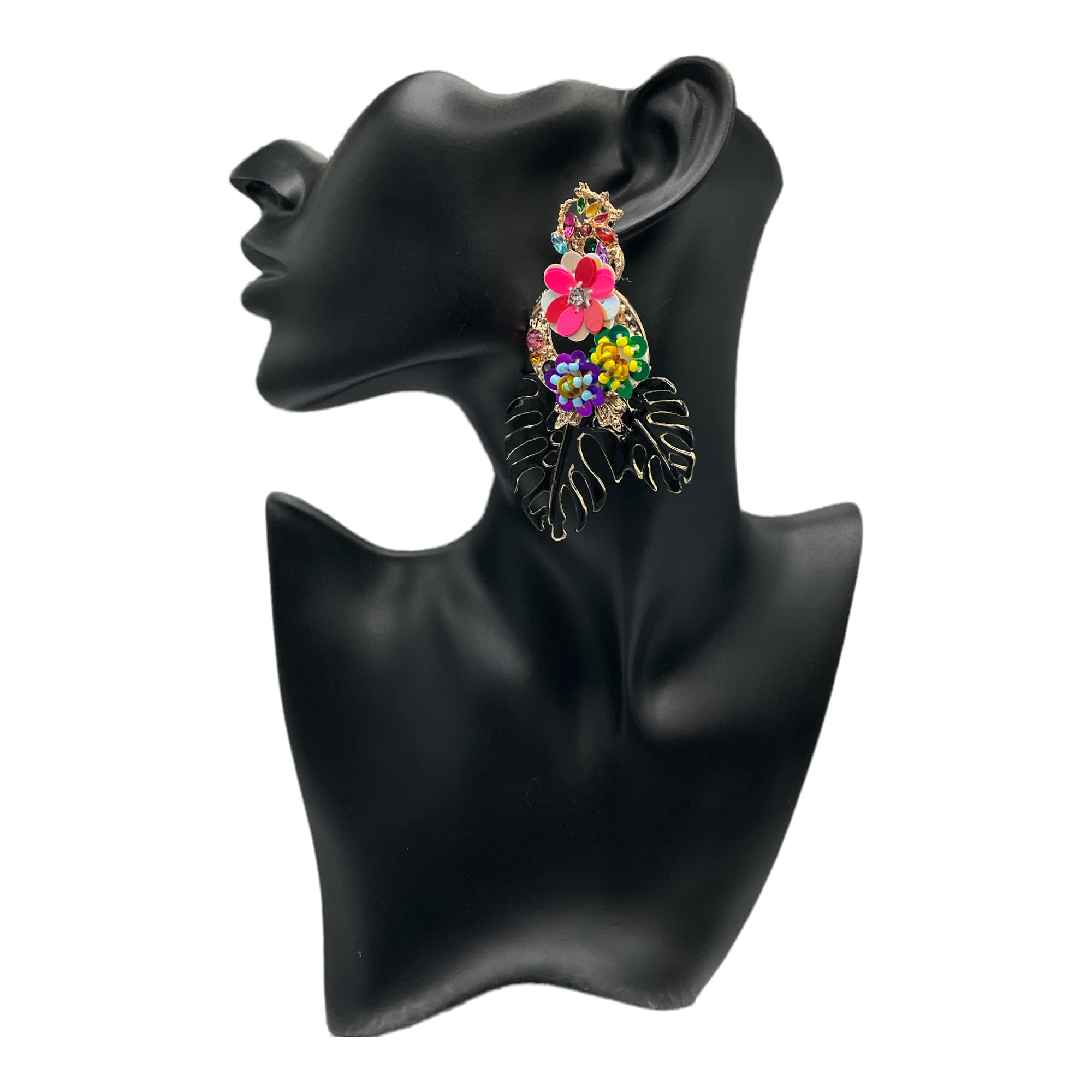 Safari Fun Summer/Fall Leaf Drop Multicolor Vacation Women Girls Glamorous Design Earring (Black)