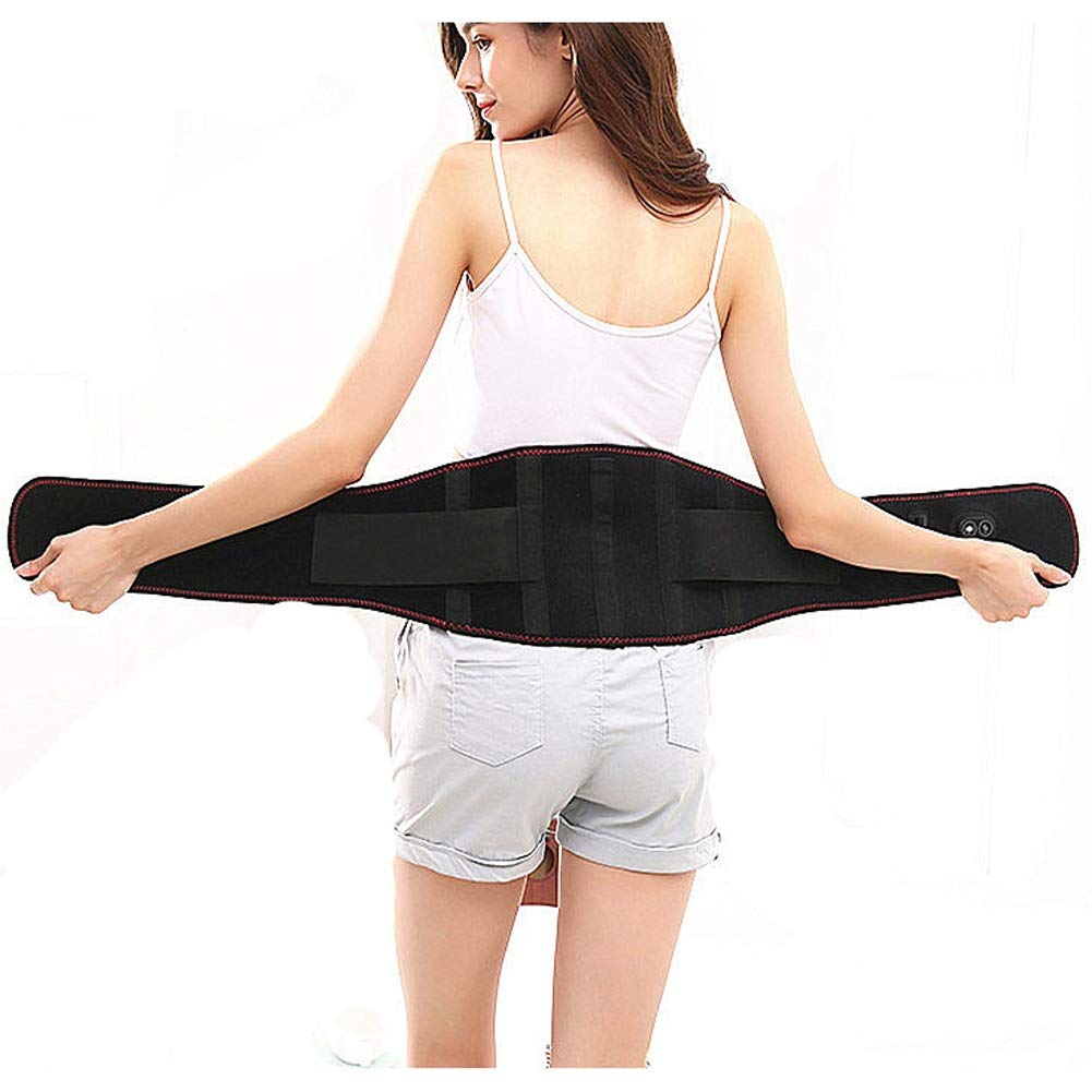 Lower Back Posture Lumbar Brace for Injuries- All Sports-Hot Compression Therapy Carbon Fiber Heating Vibration Massage