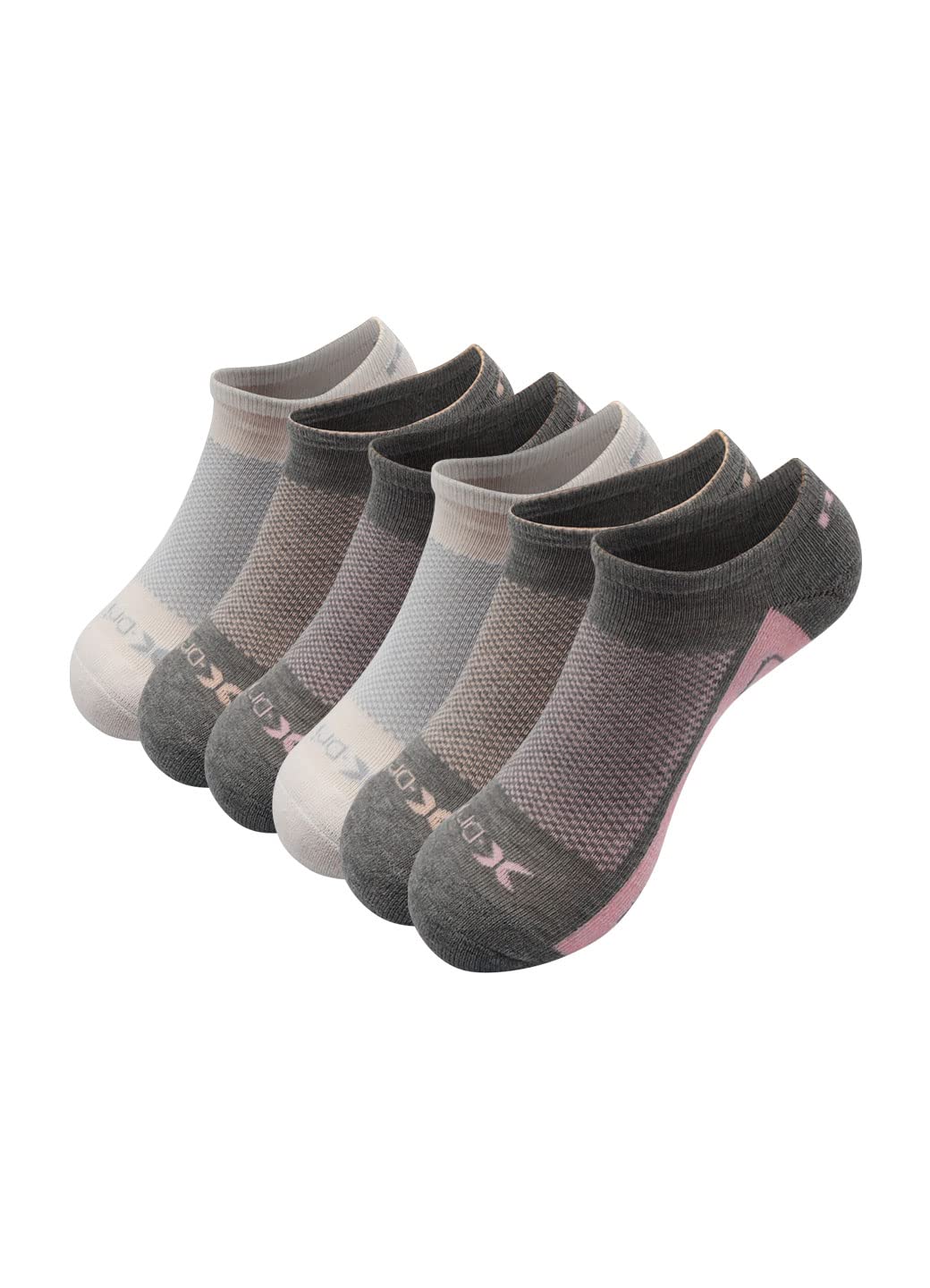 RBX Women's 6-Pack Performance Low Cut Ankle No Show Socks Multi Grey/White