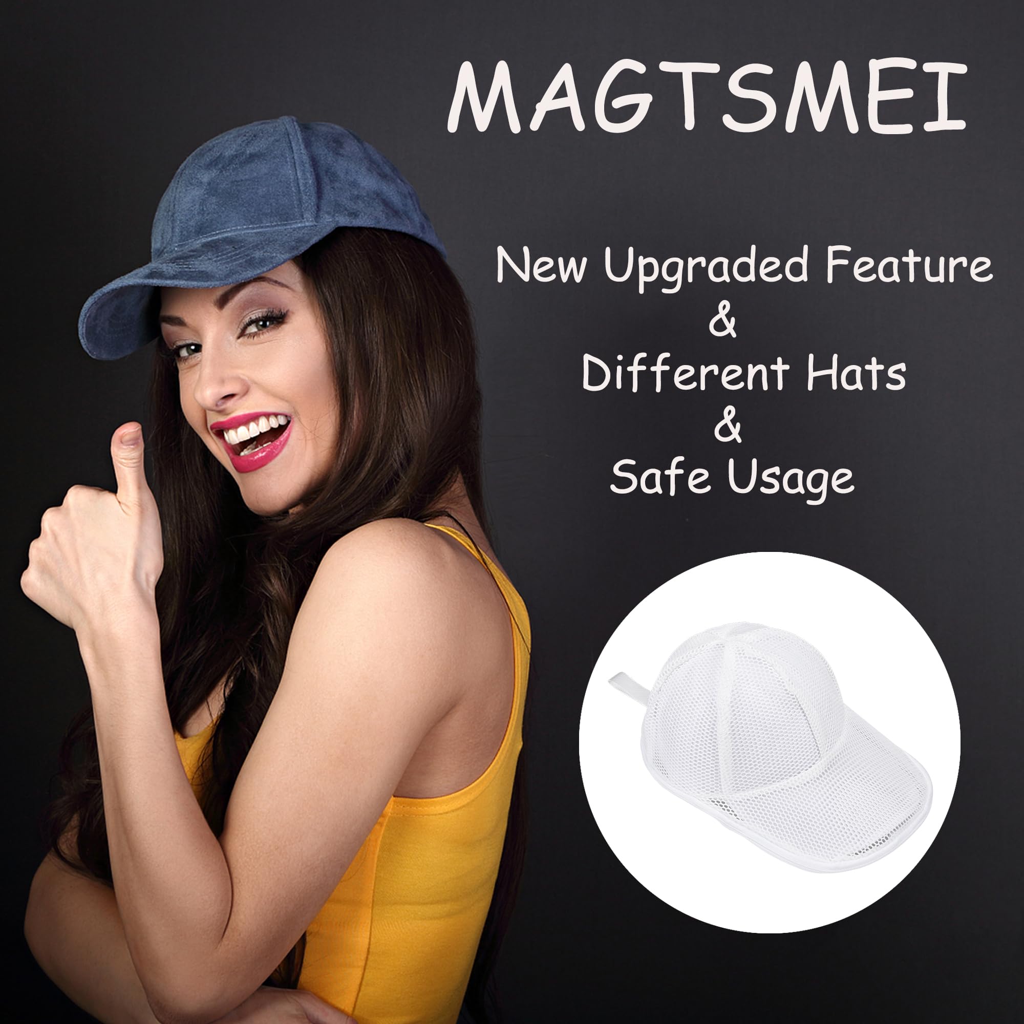 MAGTSMEI Hat Washer for Baseball Caps, 1Pack Hat Cleaner for Baseball Caps, Hat Storage Hat Holder cage for Dishwasher, Foldable Washing Hat Rack Protector Organizer for Flat & Curved Hats