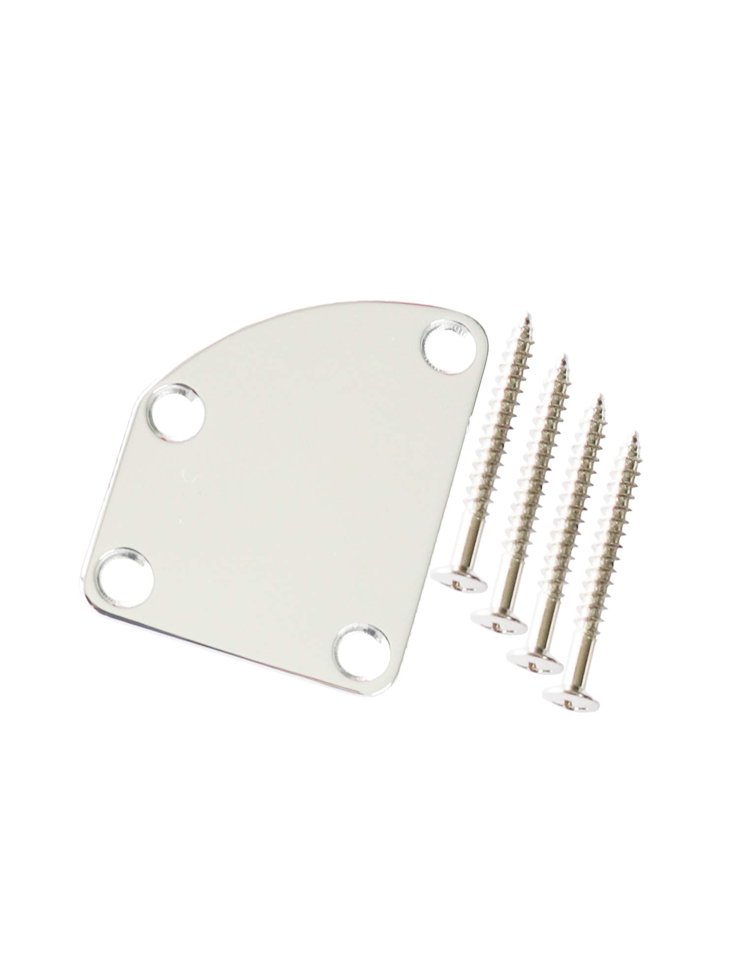 Metallor Electric Guitar Neck Plate Curved Cutaway Semi Round Neck Joint Back Mounting Plate 4 Holes with Screws Compatible with Stratocaster Telecaster Style Guitar Bass Parts Replacement