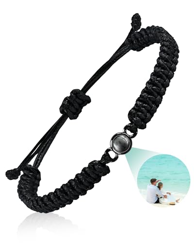 SUPHELPU Custom Bracelets with Picture inside, Customized Projection Bracelets with Photos, Picture Bracelet Personalized Photo Italian Style Charms, Memorial Gifts for Women/Men/Family/Couple/Dog/Cat