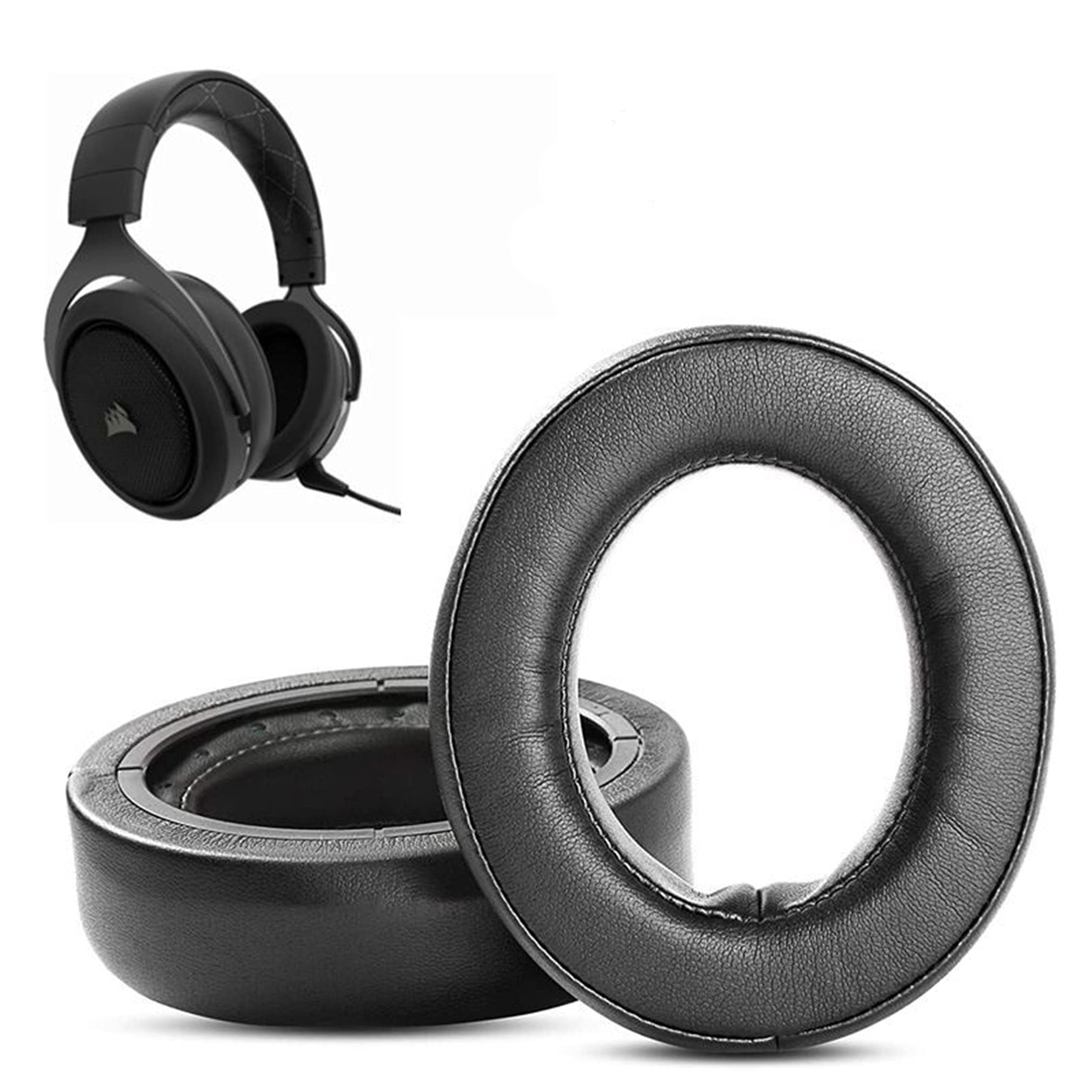 Replacement Ear Pads/Ear Cushions (2 Pack / 1 Pair) Compatible with Corsair HS50 Pro HS60 HS70 Noise Cancelling, Uni-Directional Microphone Stereo Gaming Headset Headphon Earpad Repair Parts