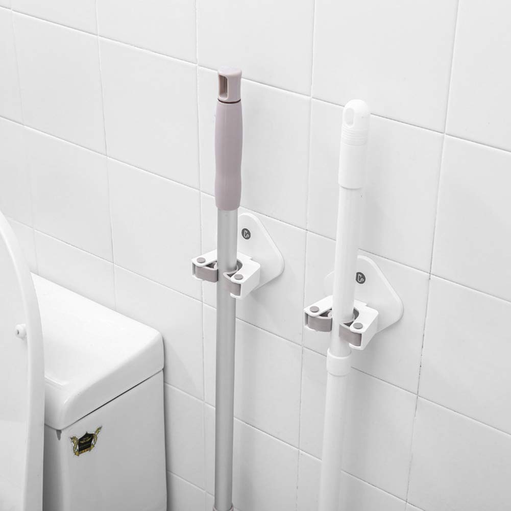 Tharyee Multifunctional Bathroom Seamless Wall Mop Hook Mop Grippers Broom Holder Hanger Rack Holder Clip for Broom
