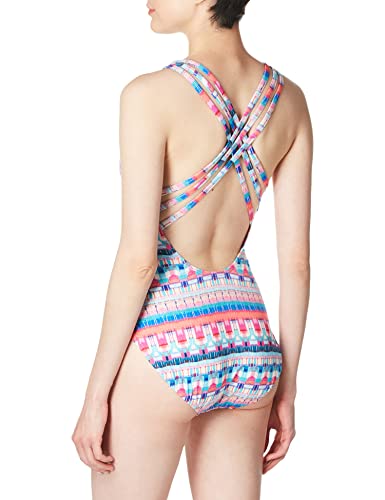 La Blanca Women's Standard Multi Strap Cross Back One Piece Swimsuit, Bird of Paradise//Global Jive, 6