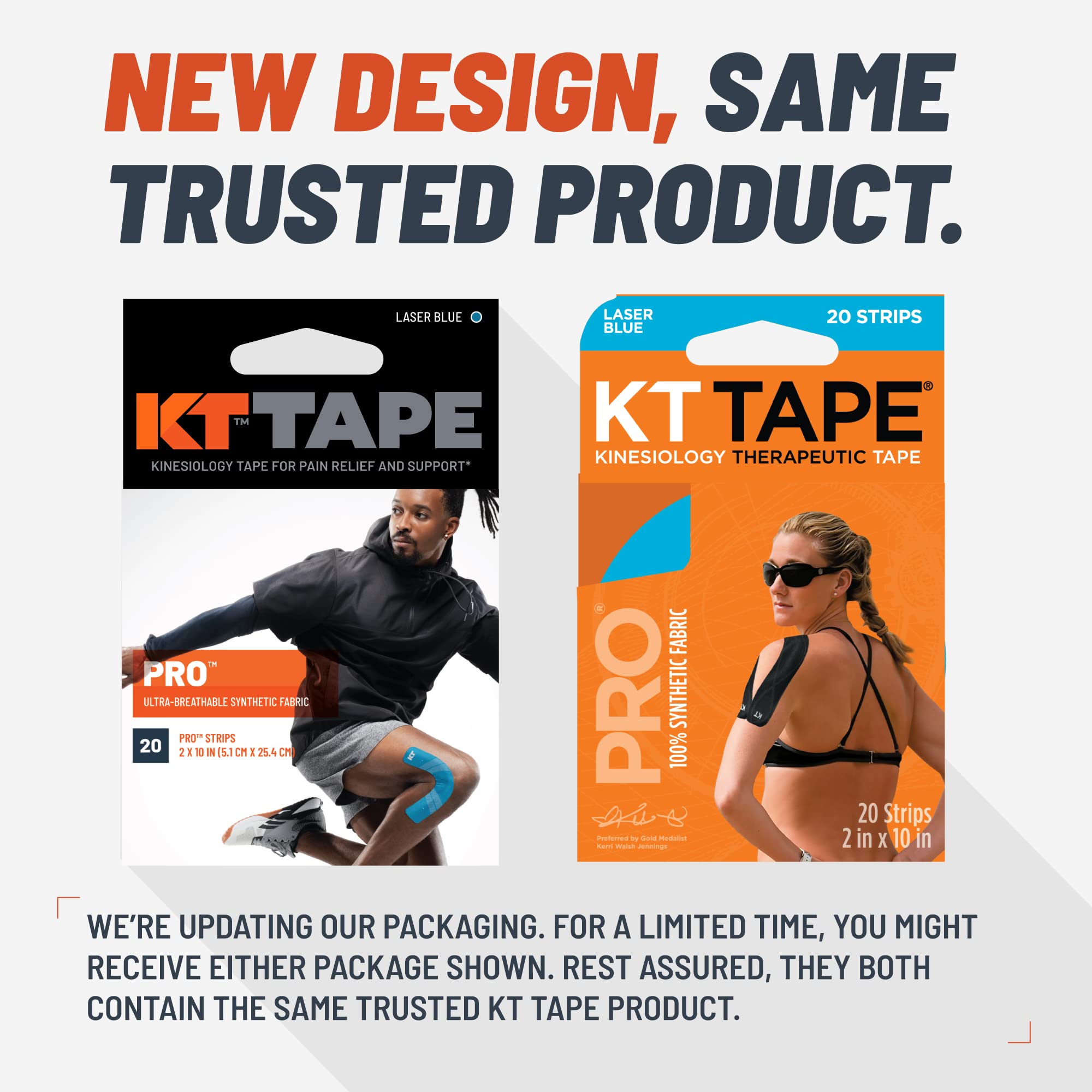 KT Tape, Pro Synthetic Kinesiology Athletic Tape, 20 Count, 10β Precut Strips, Hero Pink